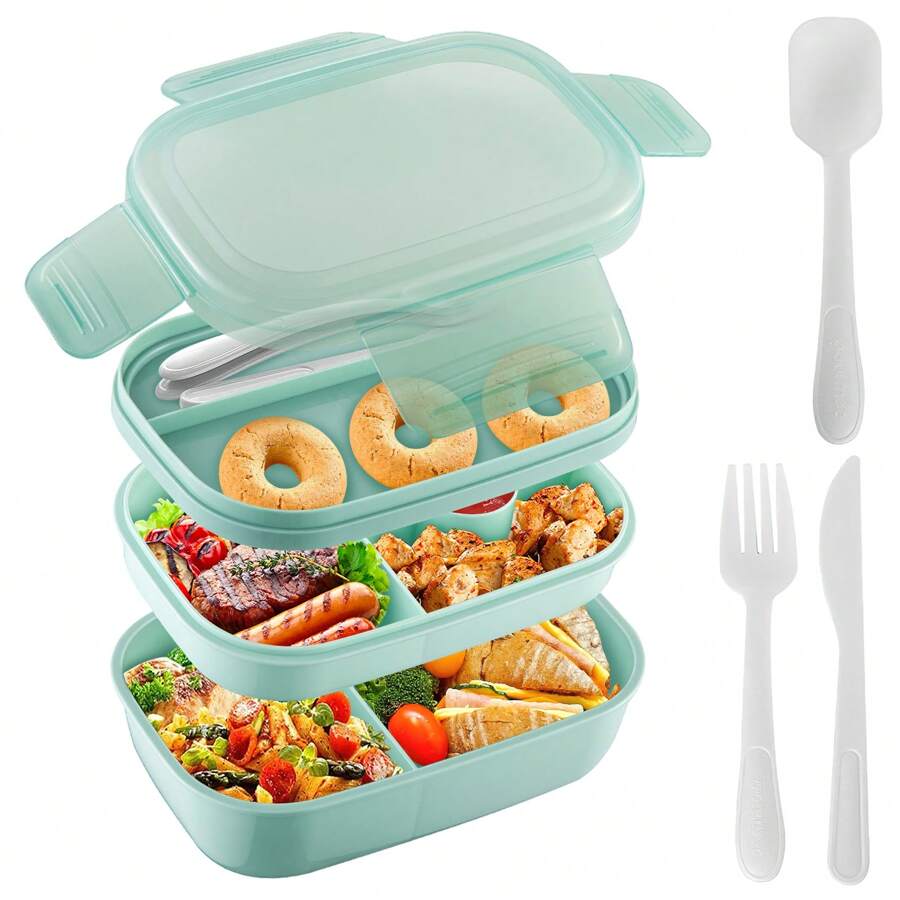 Bento Box Lunch Box For Adults, 3 Stackable Bento Lunch Containers For ...