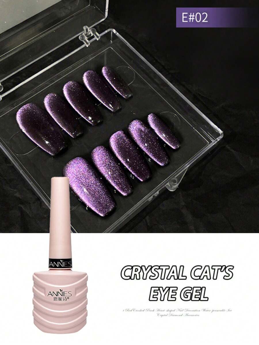 10ml/1pc Crystal Magnetic Cat Eye Gel Nail Polish With Holographic & Reflective Effect, Semi ...