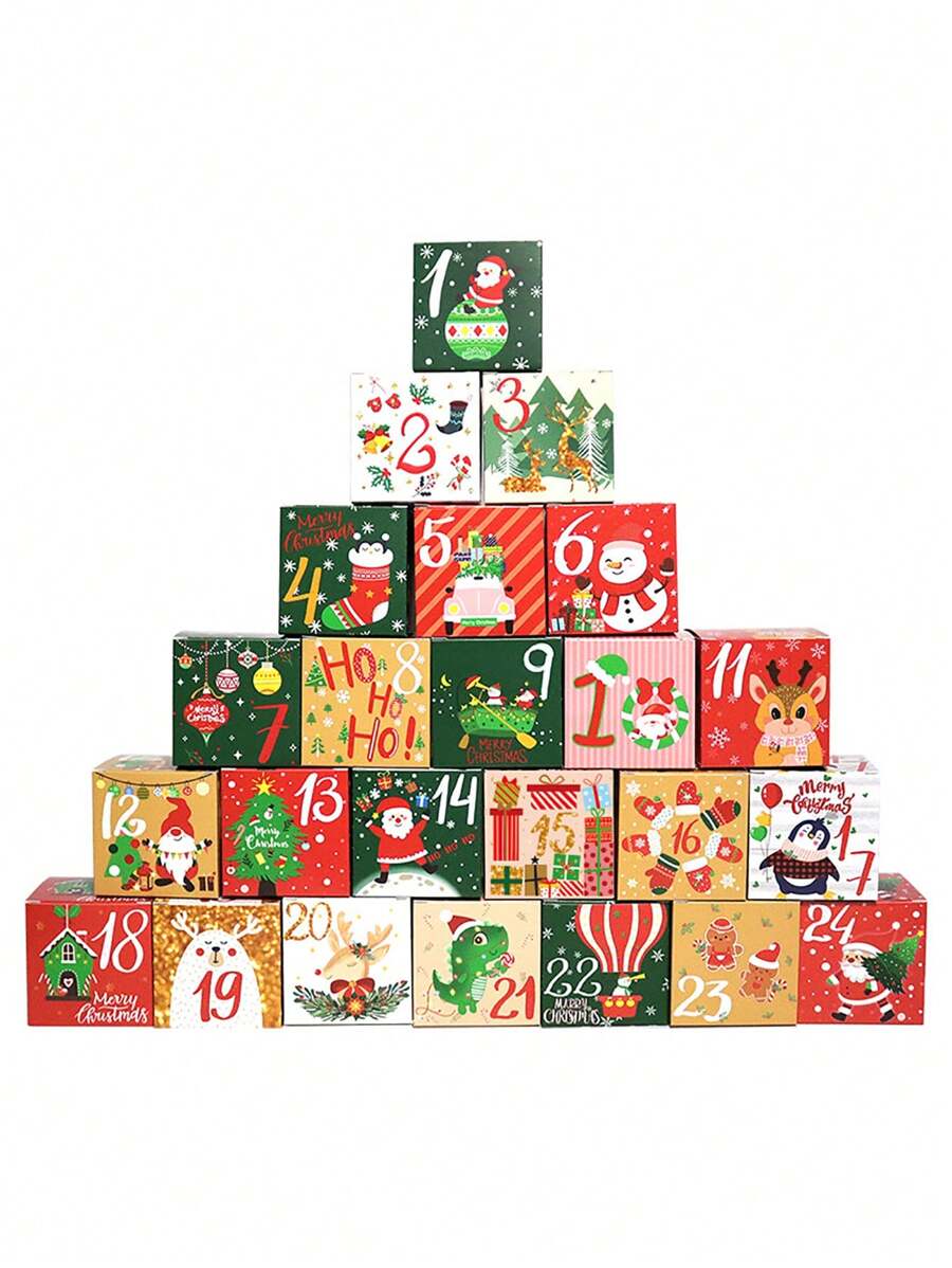 24pcs Countdown Calendar Gift Boxes With Digital Design, Christmas ...