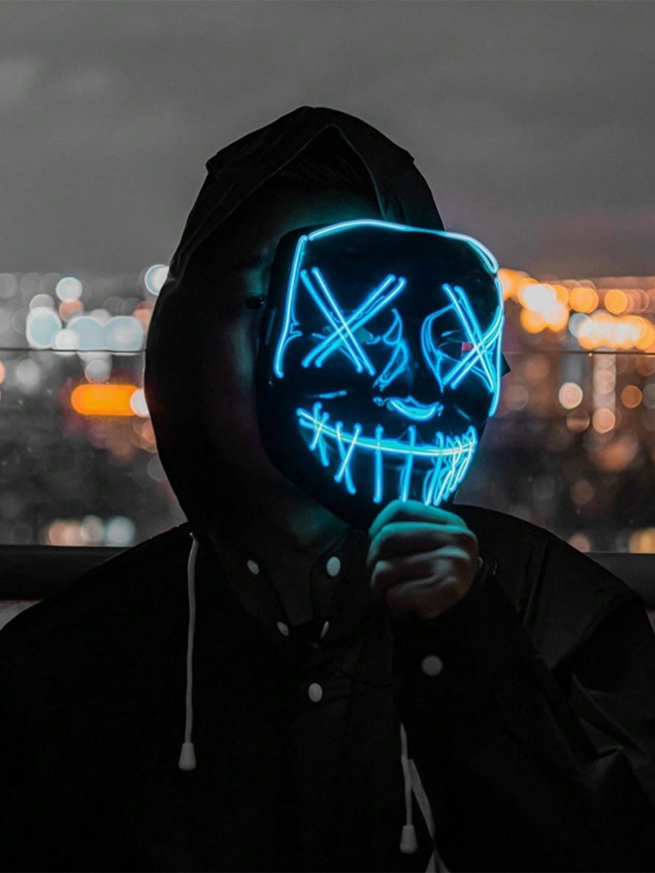 Máscara de purga LED de neón para Halloween, máscaras para fiestas de ...