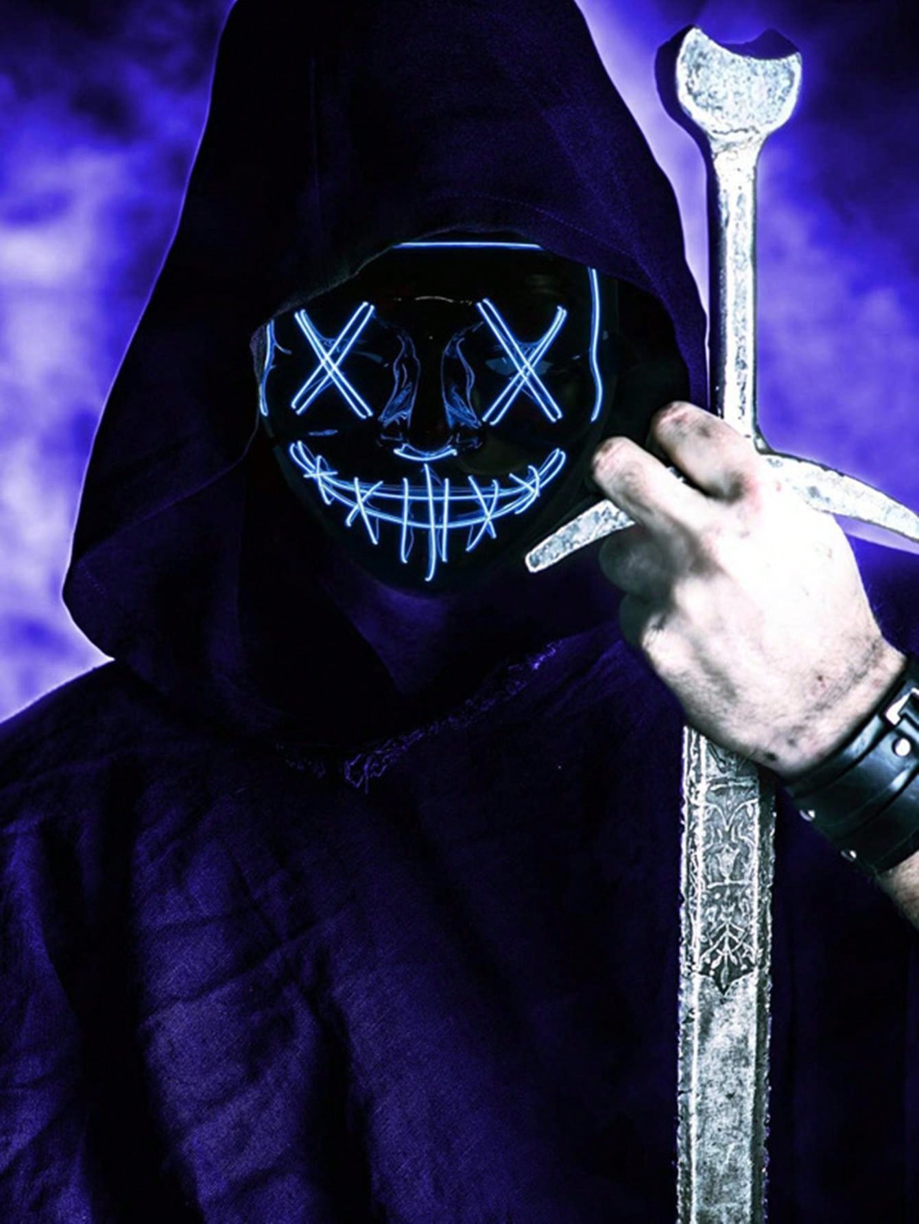 Halloween Neon Led Purge Mask Masquerade Party Masks, Glows In The Dark ...