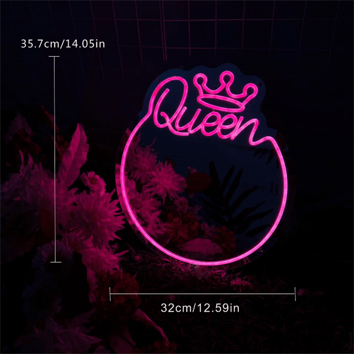 1pcs Queen Neon Sign Mirror, personalized neon sign, silver mirror wall ...