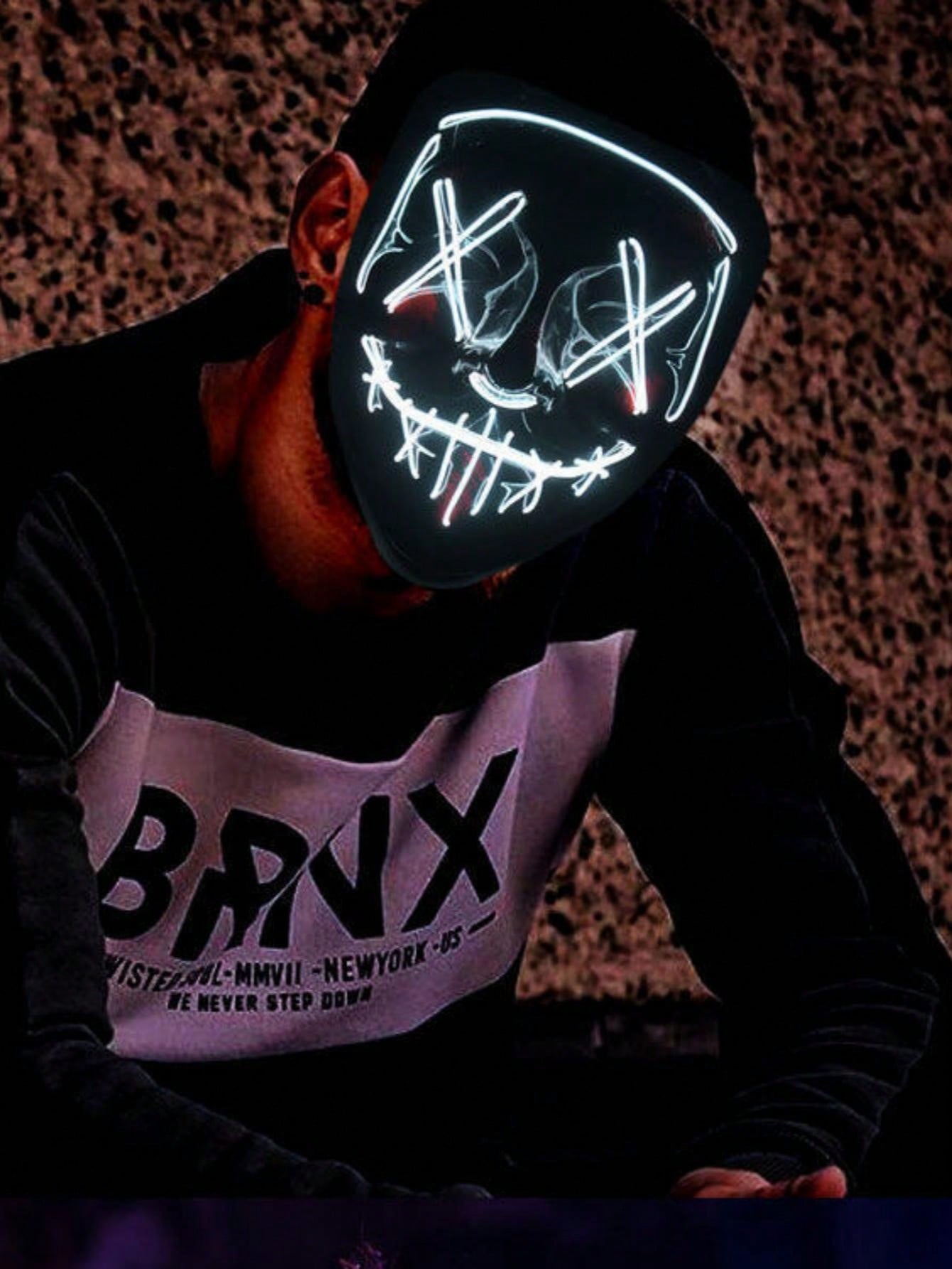 Halloween Neon Led Purge Mask Masquerade Party Masks Light Up In The ...