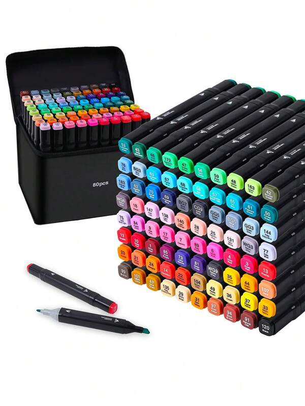 80 Colors Markers, Dual Tip Permanent Sketch Art Markers for Artist ...