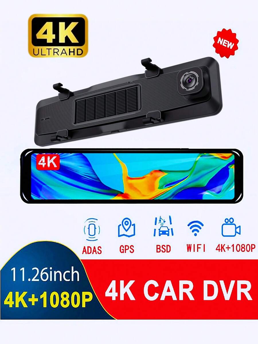 12-inch 4k 3840*2160p Front And 1920*1080p Rear Dual Dash Cam With Adas ...