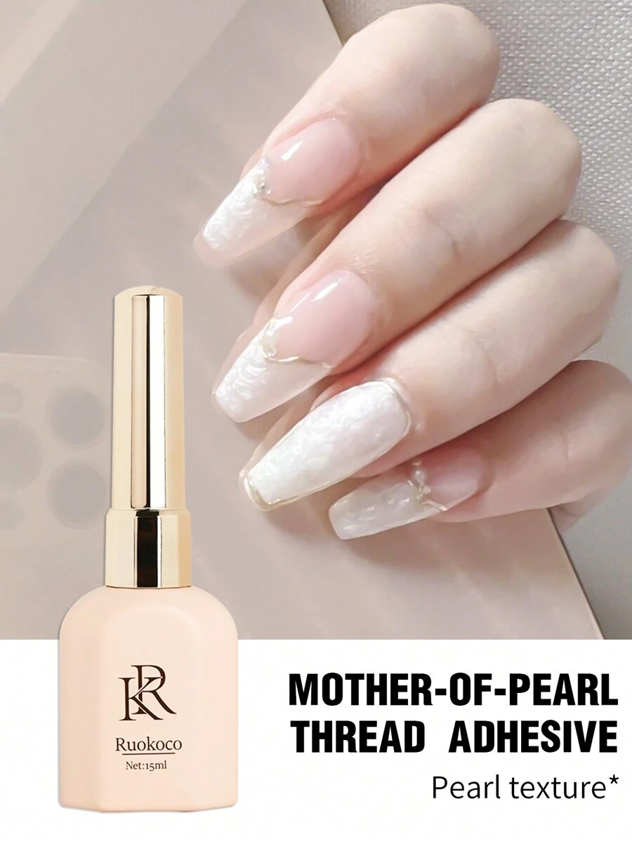 15ml Pearl-white Nail Gel Polish With Mother-of-pearl Winding And Shell ...
