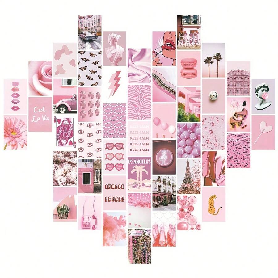 50pcs 4x6 Inch Cute Pink Wall Collage Kit, Photo Wall Collage Kit ...