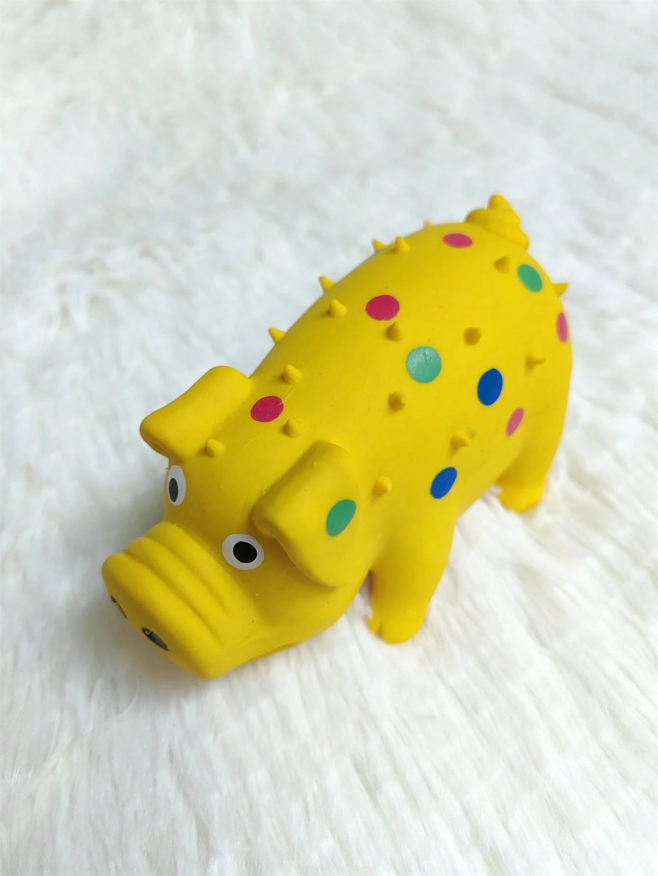 1pc Yellow Spotty Thorny Pig Shaped Pet Dog Toy, Chew & Latex Teeth ...