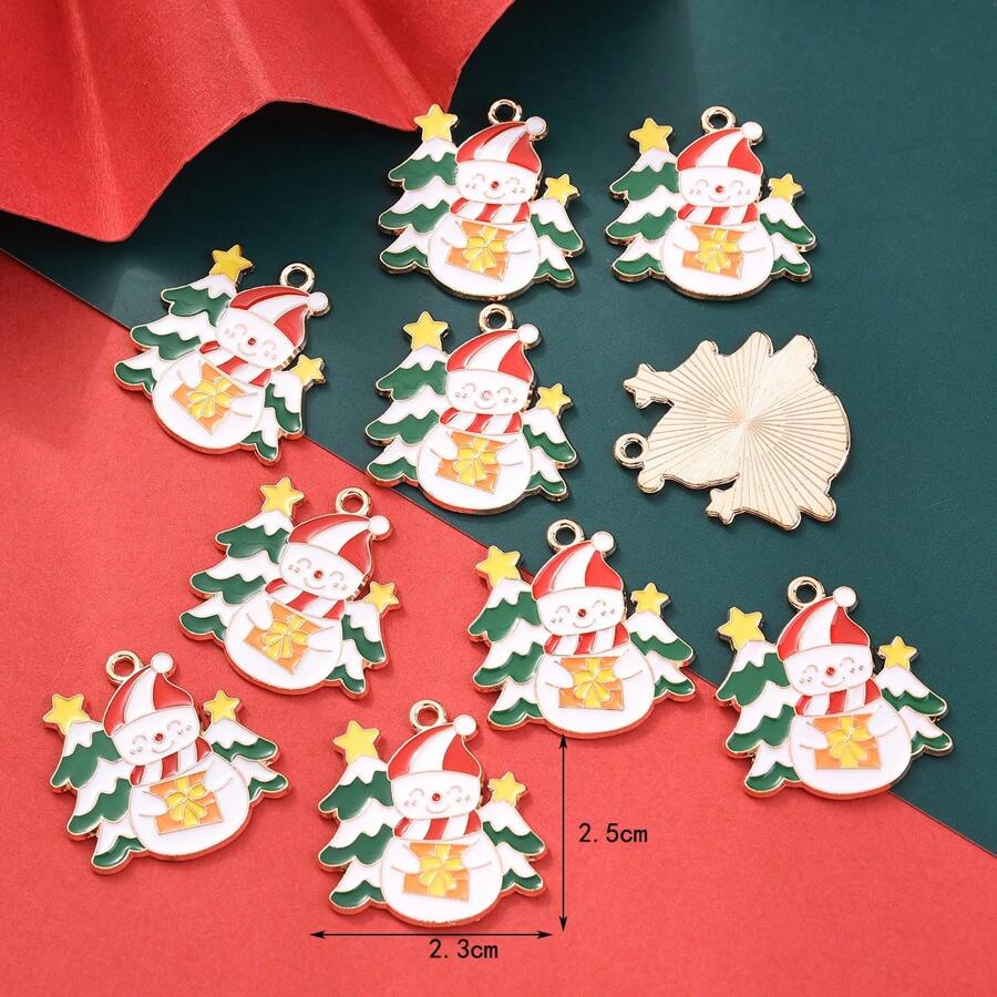 10pcs Christmas Style Zinc Alloy Oil Drip Santa Claus & Snowman Shaped ...