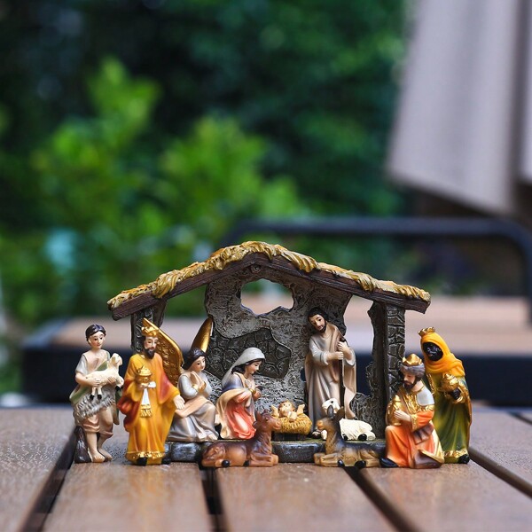 1set Christmas Nativity Set Classic Baby Jesus Birth Scene Decorative ...
