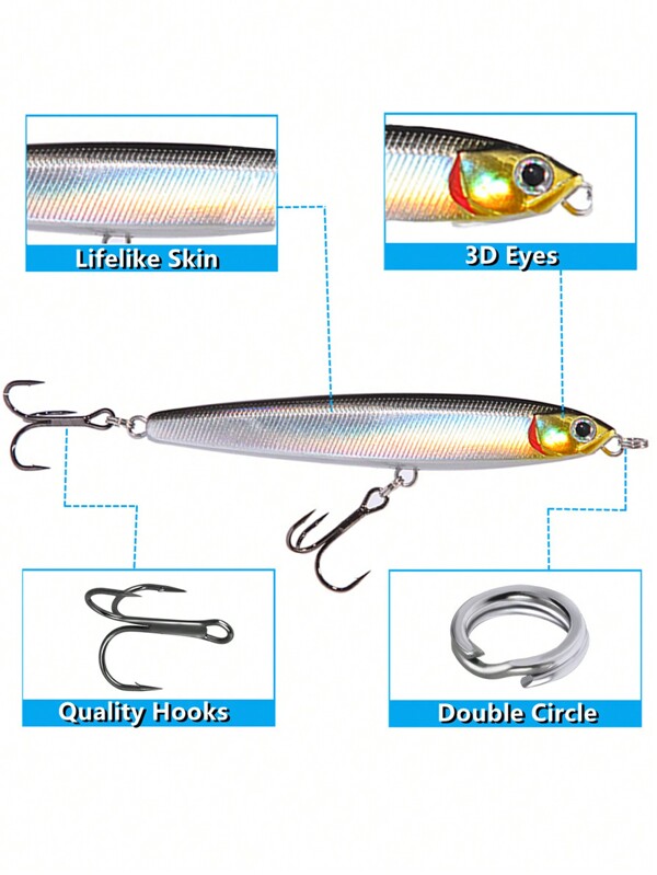 1pc Long Casting Sinking Pencil Lure With Rattle, Plastic Artificial Bait And Lifelike Fish ...