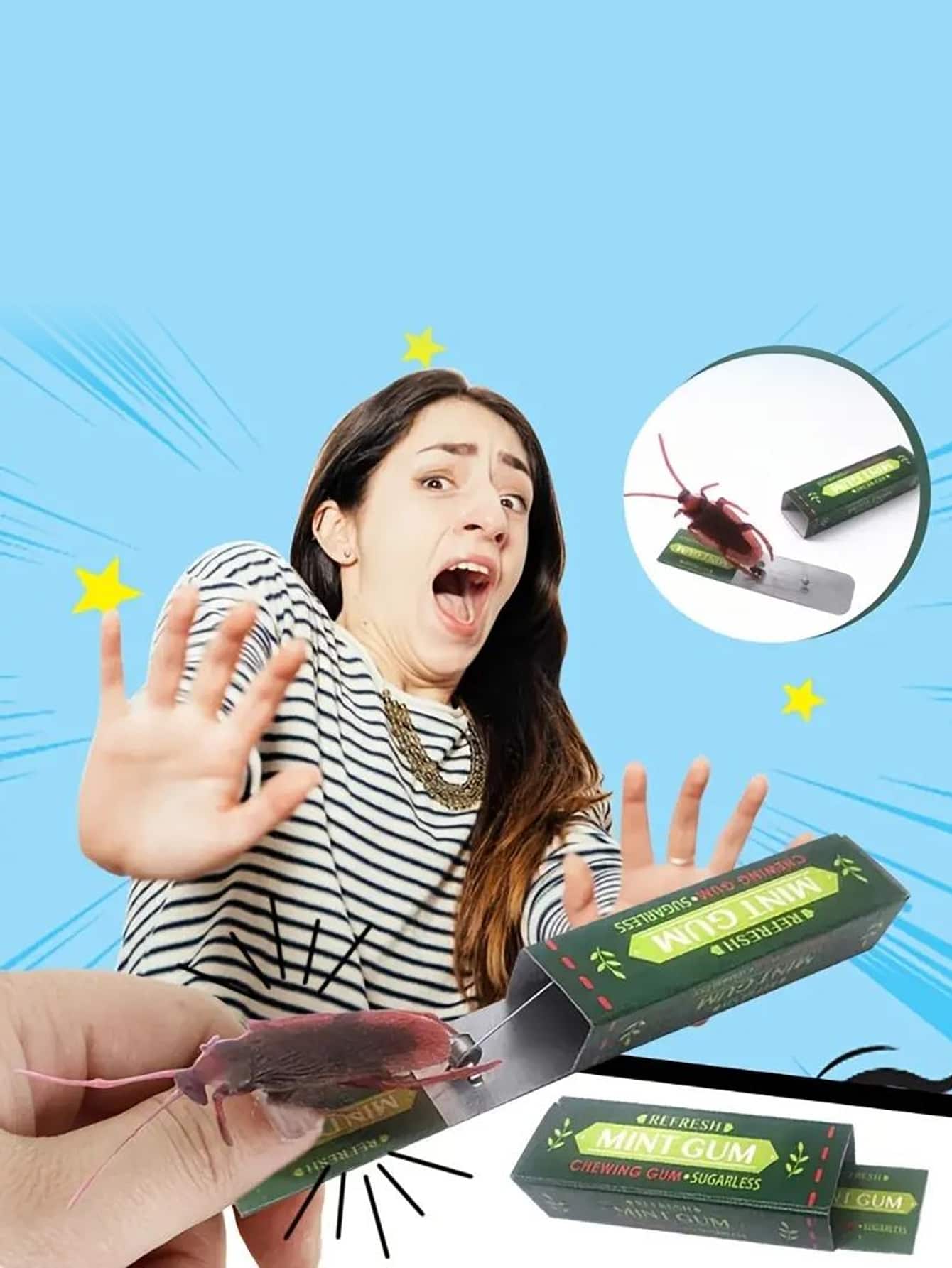[random Stripes] Simulation Cockroach Chewing Gum, Creative Novelty Toy ...