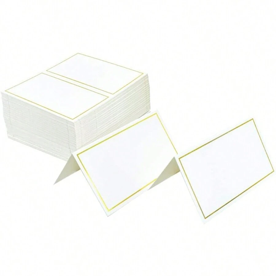 Place Cards With Gold Foil Border, Paper Name Place Cards For Table ...