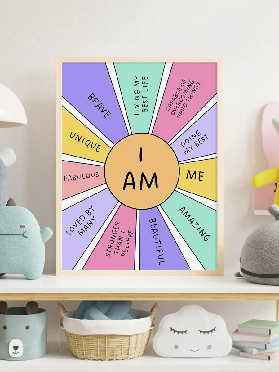 1pc Rainbow Classroom Decor Inspirational Quote Poster, 'i Am Me ...