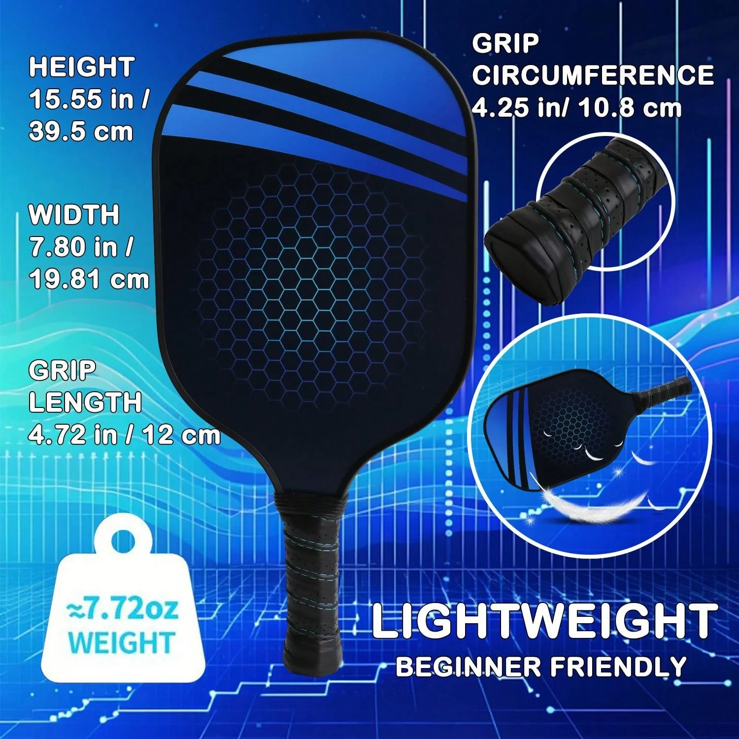 Pickleball Paddles, Fiberglass Surface Pickleball Set with Pickleball ...