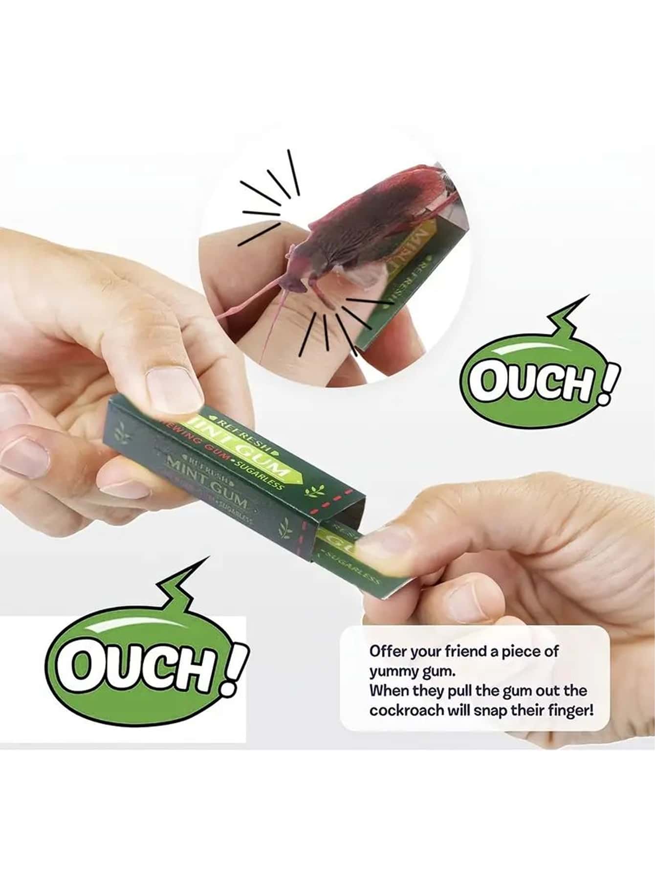 [random Stripes] Simulation Cockroach Chewing Gum, Creative Novelty Toy ...
