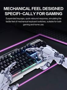 Ningmei Hk11 Silberne kabelgebundene RGB-PC-Gaming-Tastatur, 104 Tasten ...