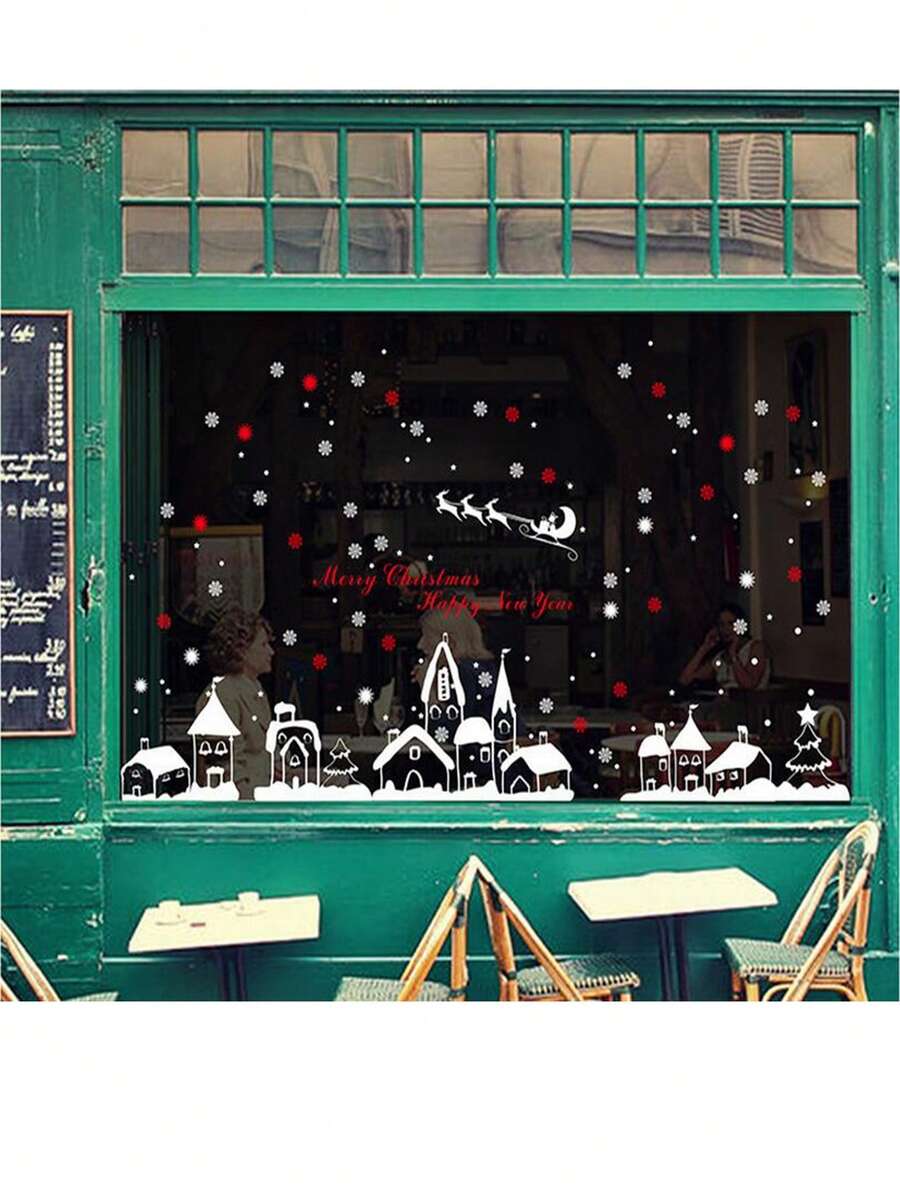 Christmas Window Glass Sticker For Supermarket & Shopping Mall & White ...