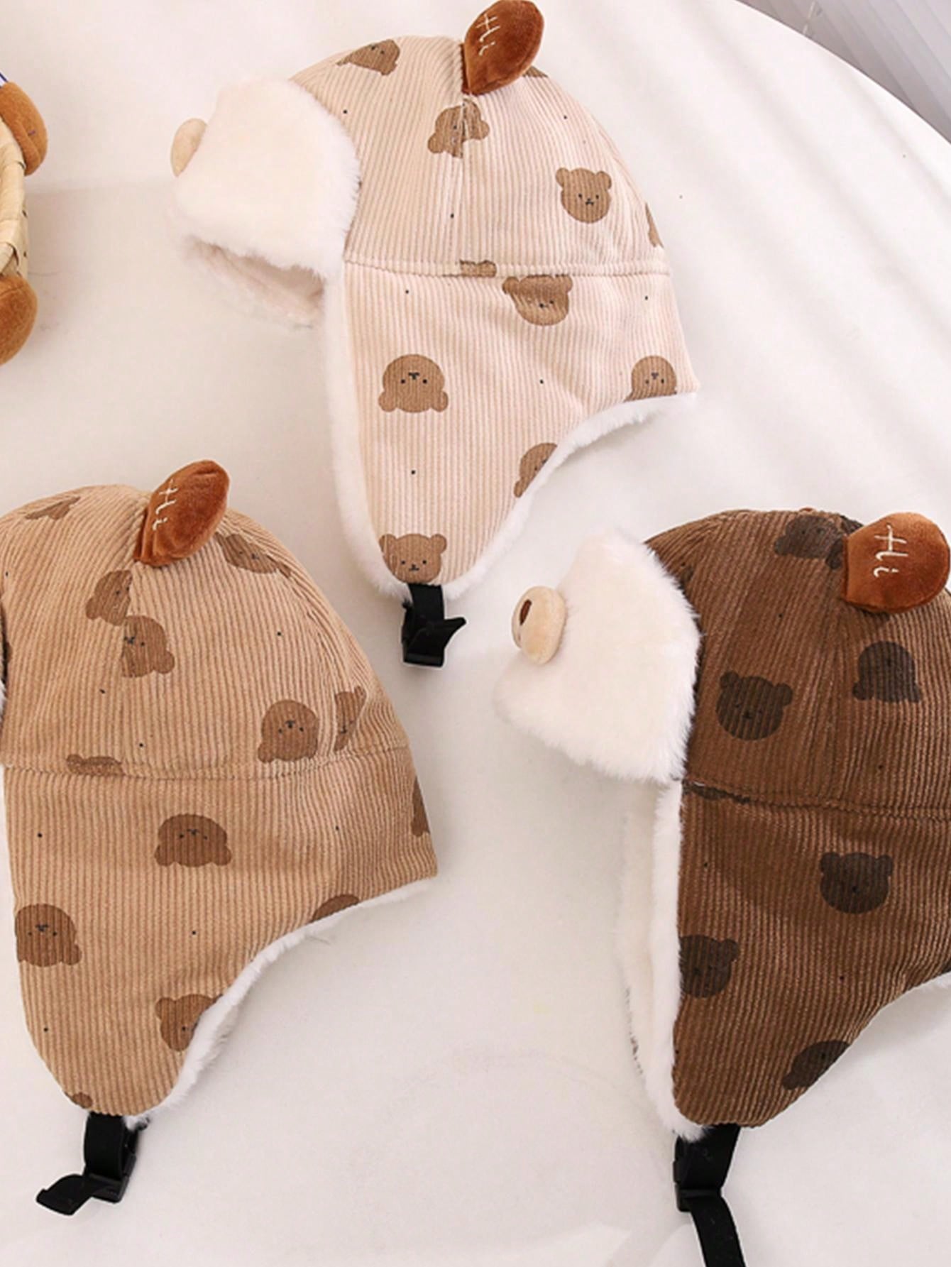 1pc Cute 3d Bear Shaped Warm Earmuff Hat For Children | SHEIN USA