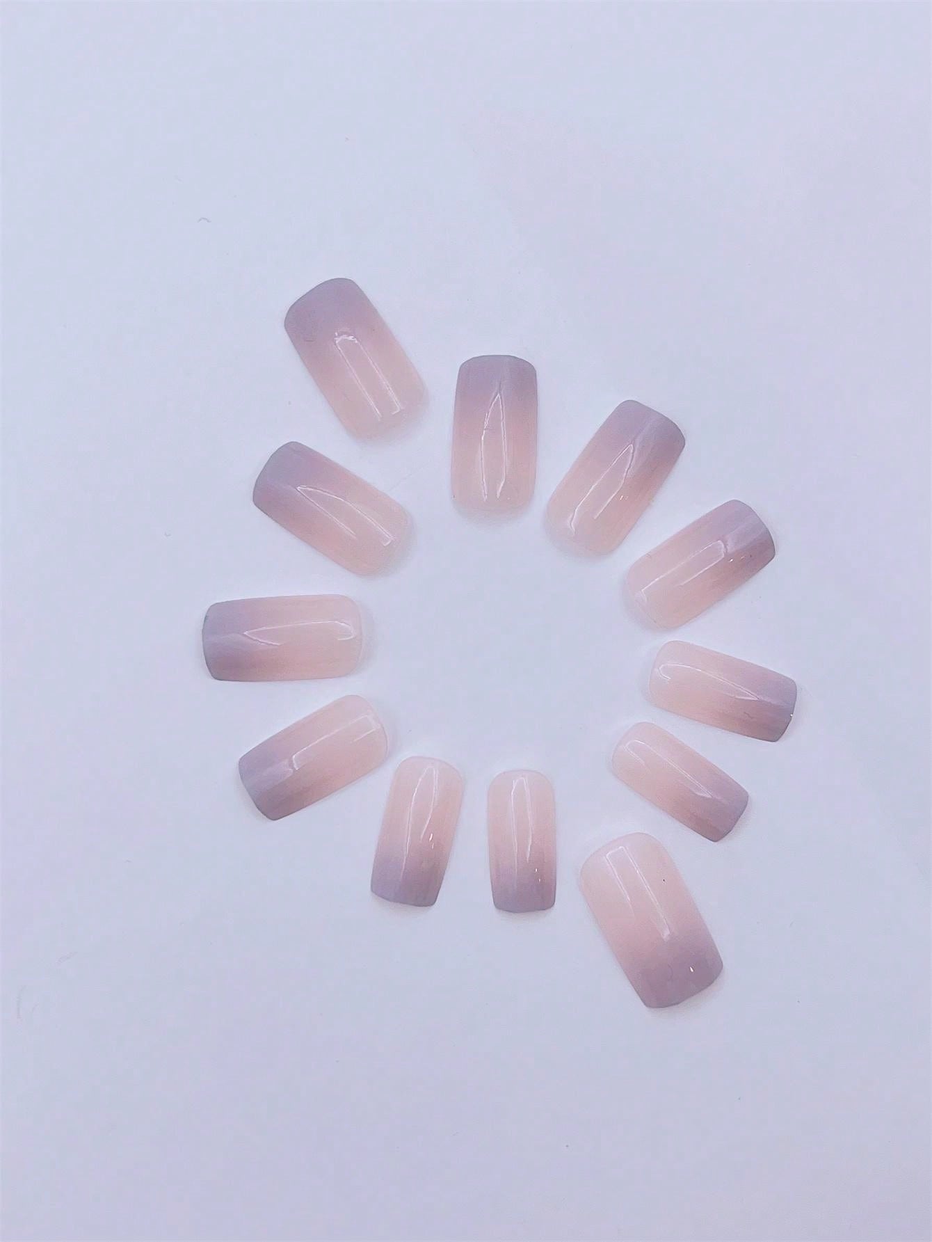 Elevate Your Style With 24pcs Short Coffin Purple Pink Ombre Full Cover