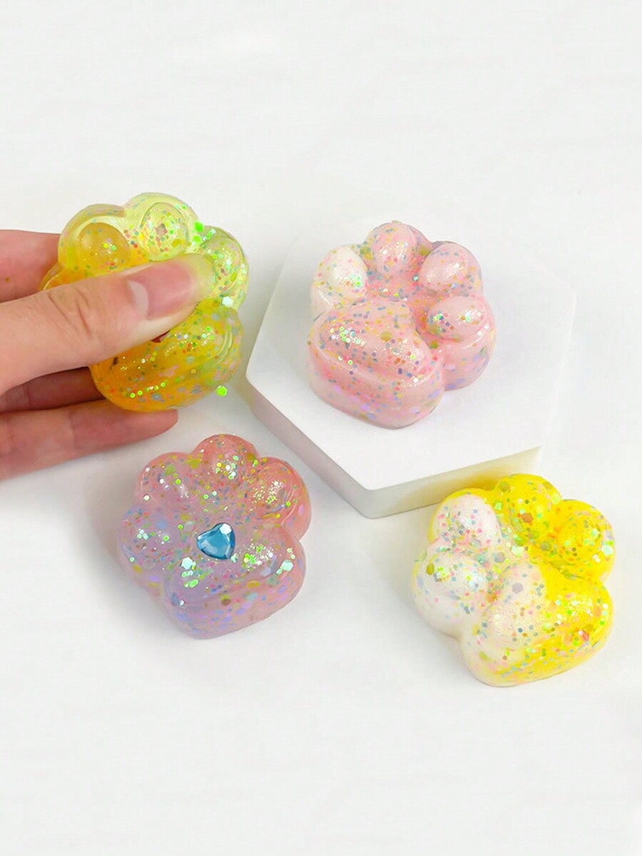 Random Color Cute Cartoon Jelly & Simulated Cat Paw Shape Squishy Toy ...