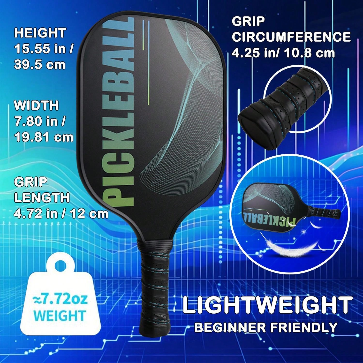 Pickleball Paddles, Fiberglass Surface Pickleball Set with Pickleball ...