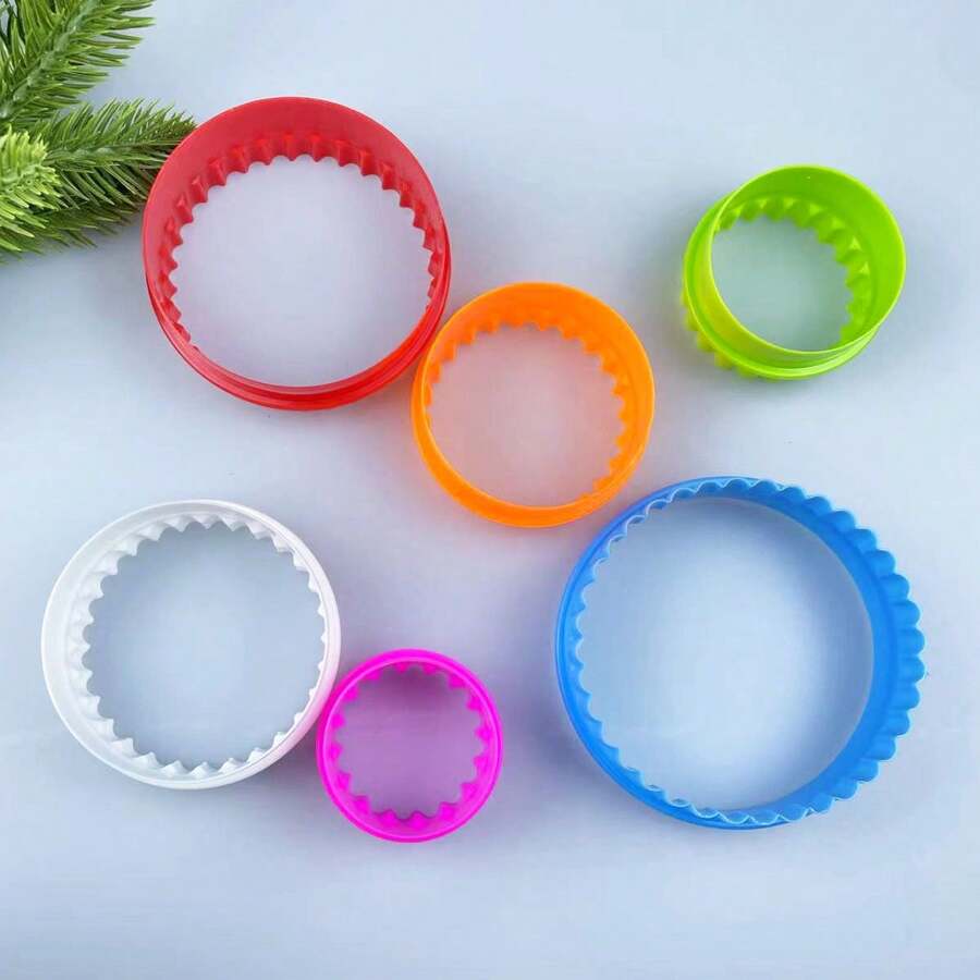 6pcs Plastic Circular Cookie Cutters Set, Multiple Sizes, Six Colors ...
