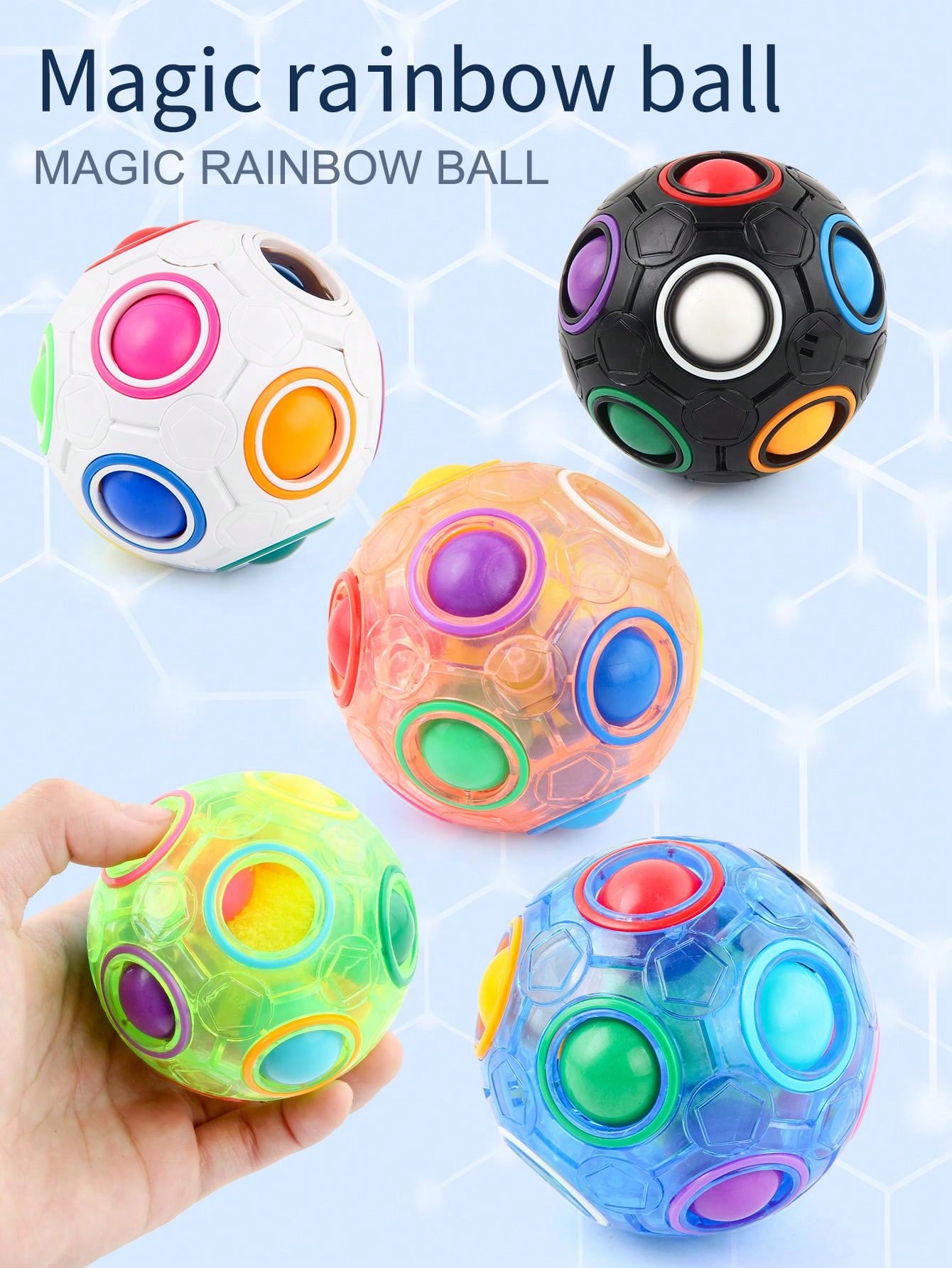 Stress Relief Rainbow Mesh Ball Toy, Squeeze Fun Play Ball, Anti-stress ...