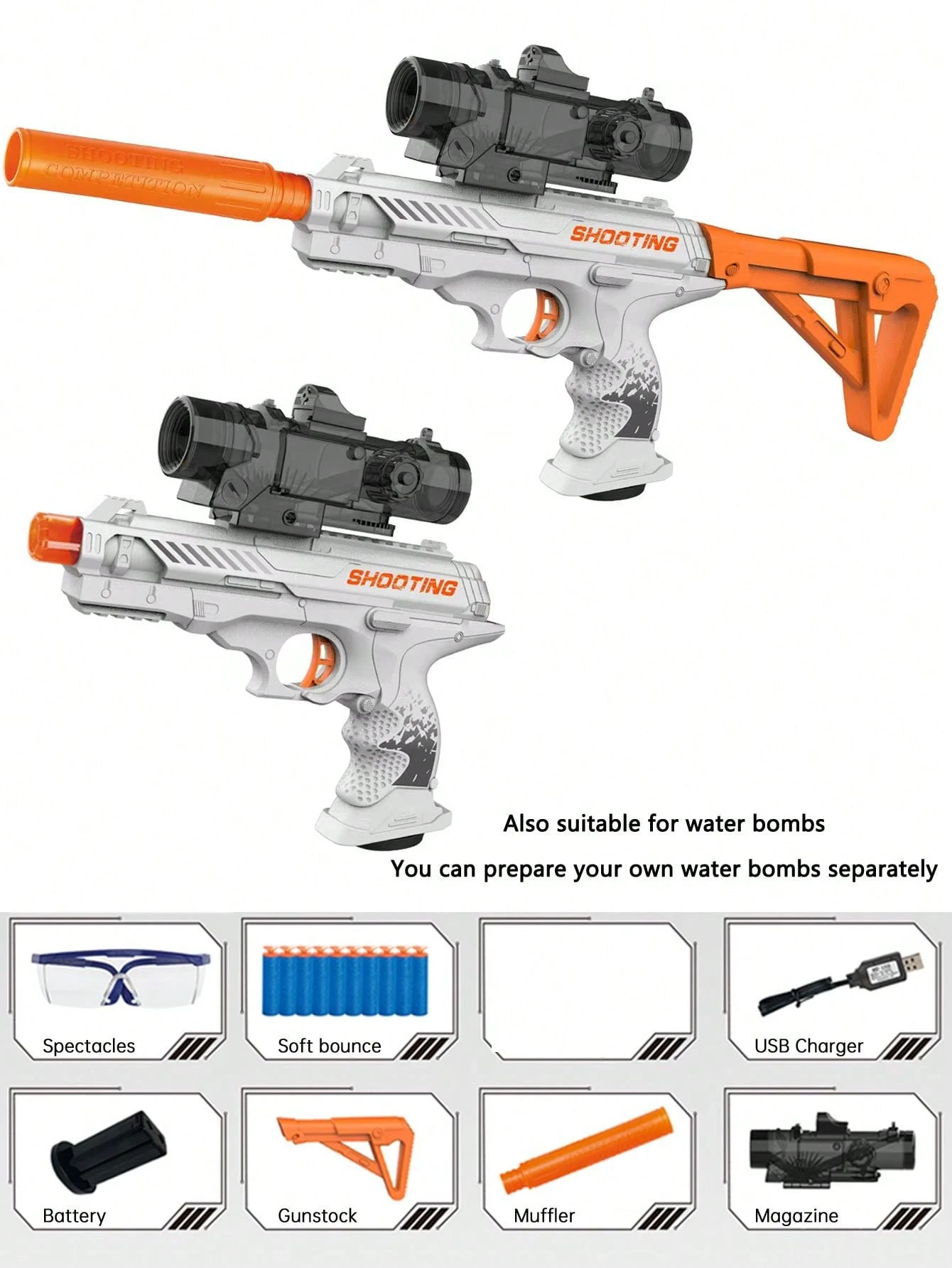 Mp9 Electric High-speed Burst Soft Bullet Gun With 10000 Soft Bullets ...