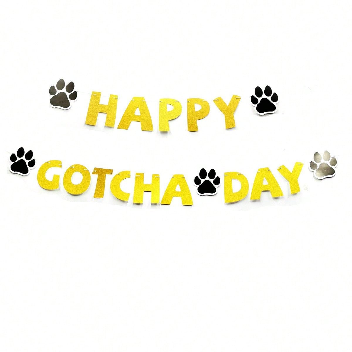 Gold Shiny Gold Tinsel 'happy Gotcha Day' Dog Paw Banner | SHEIN USA