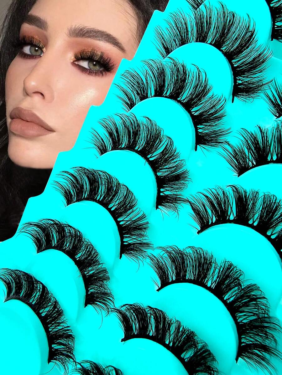 5 Pairs 18mm Russian Strip Lashes Natural Looking Soft & Fluffy Mink ...