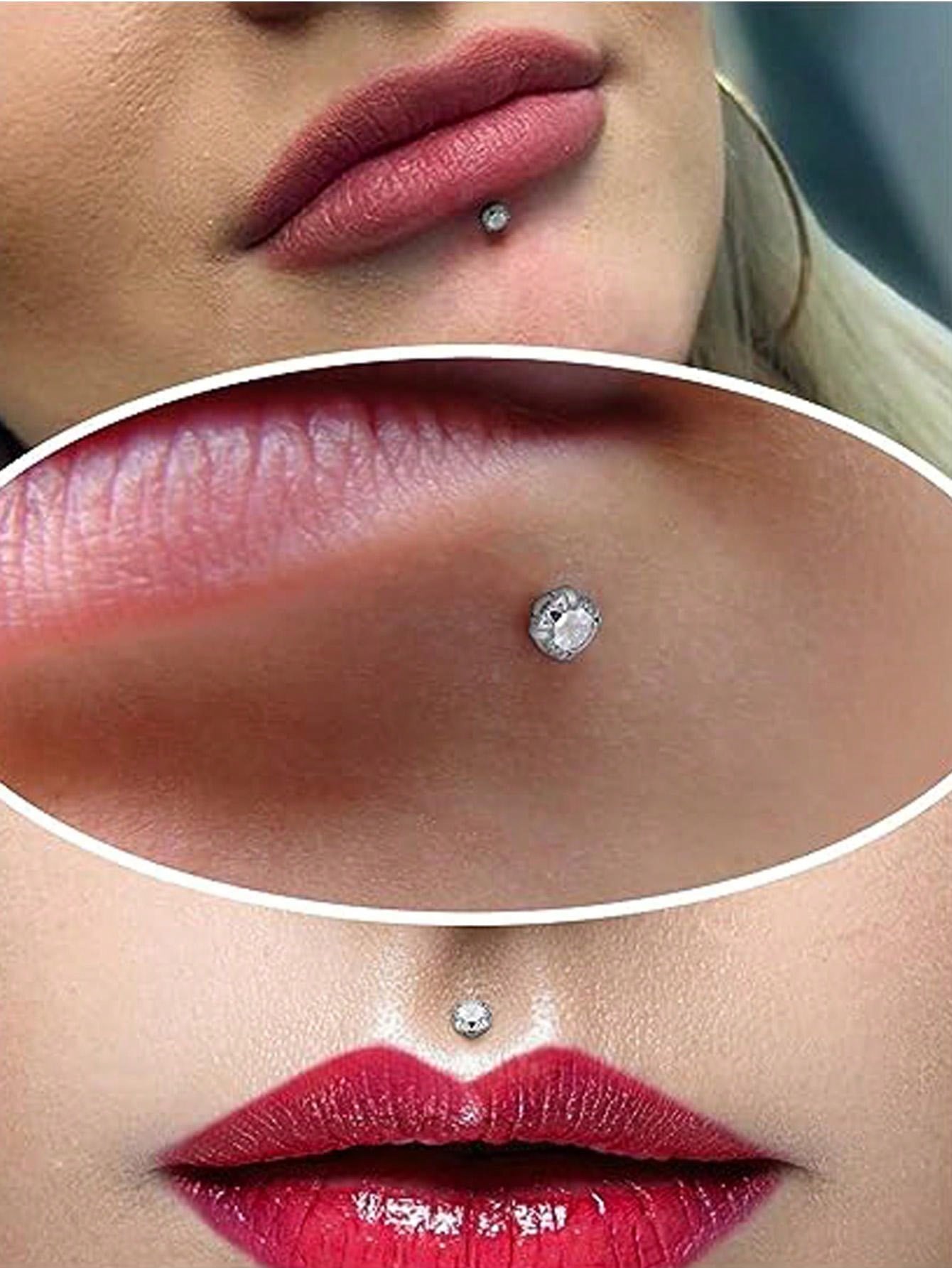 3pcs CZ Stud Earrings For Women Labret Stud Lip Piercing Stainless ...