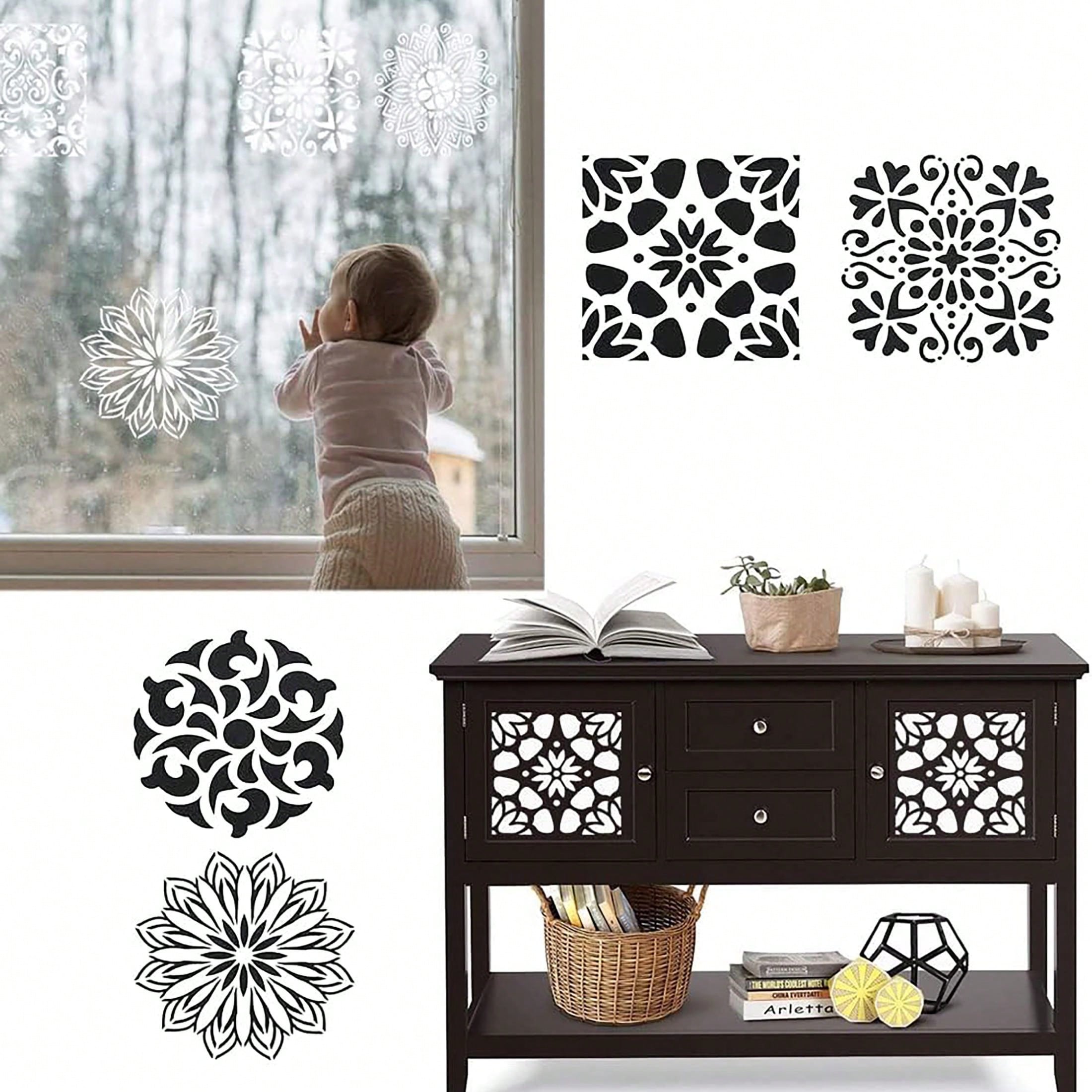 1 Set Of 16pcs Mandala Auxiliary Painting Template, Stone Wall Painting ...