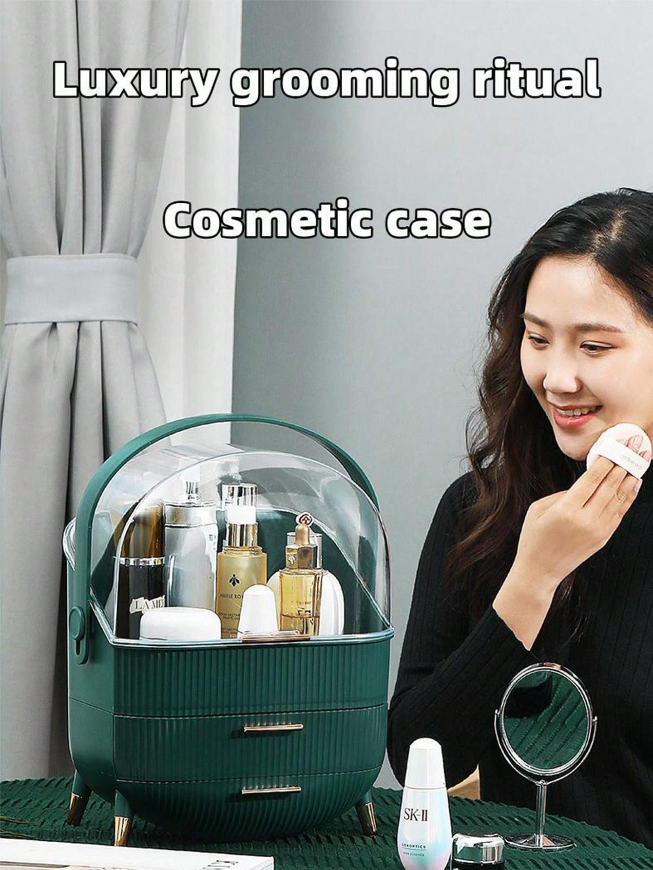 1pc Green Makeup Organizer Box For Cosmetics, Skincare, Jewelry Storage ...