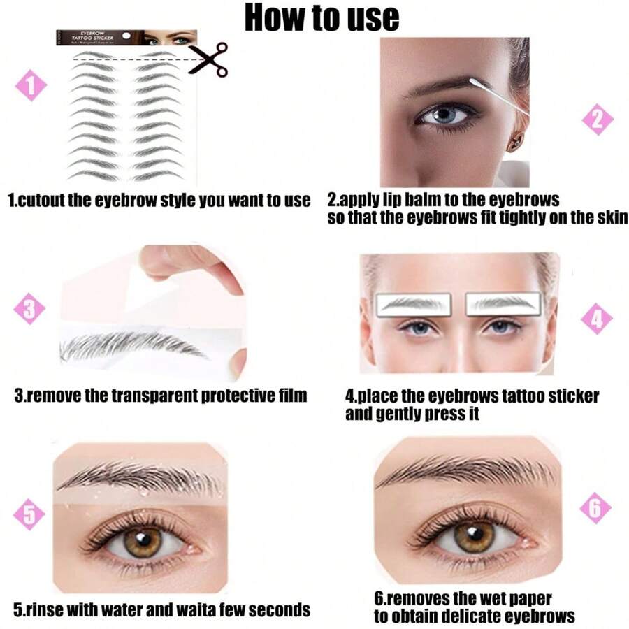 2 Sheets 4d Hair-like Waterproof Eyebrow Sticker, Eyebrow Transfer ...