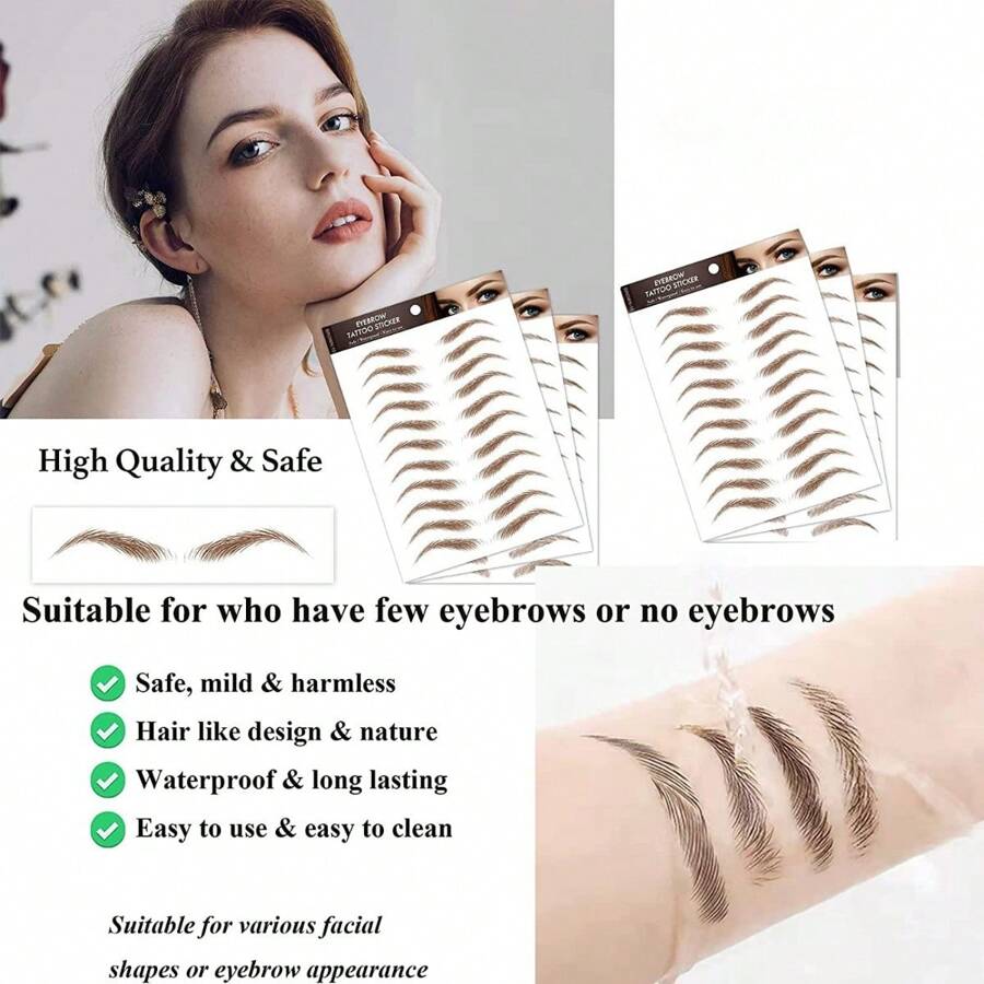 2 Sheets 4d Hair-like Waterproof Eyebrow Sticker, Eyebrow Transfer ...
