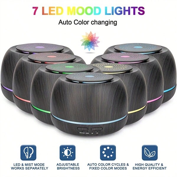 1pc Usb 300ml Wood Grain Aroma Diffuser Mini Remote Control Ultrasonic ...