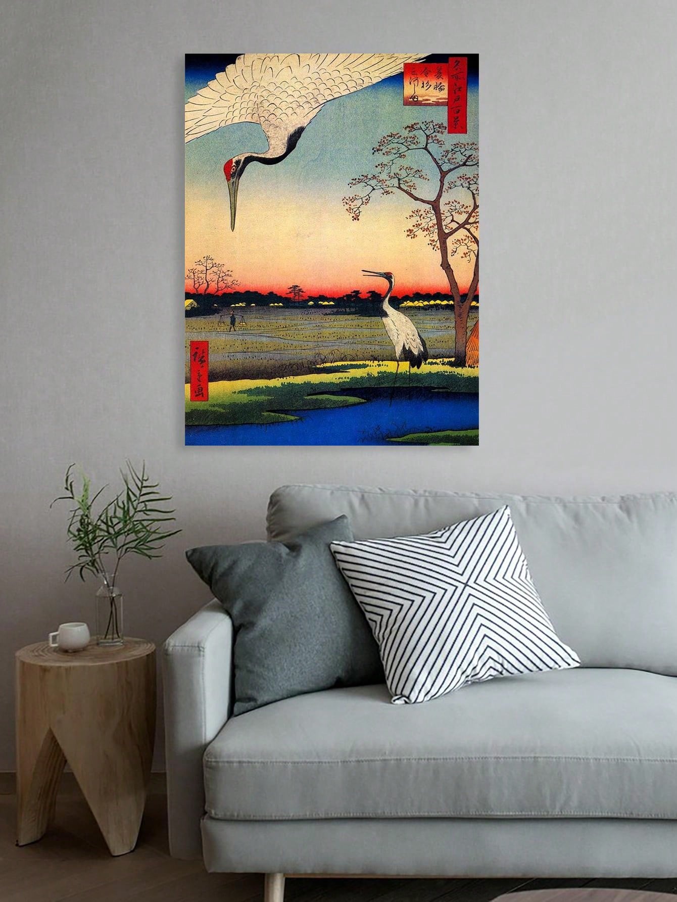 1 Pieza Pintura De Arte Japonesa De La Grua De Mikawashima, Decoración Tradicional De La Pared ...