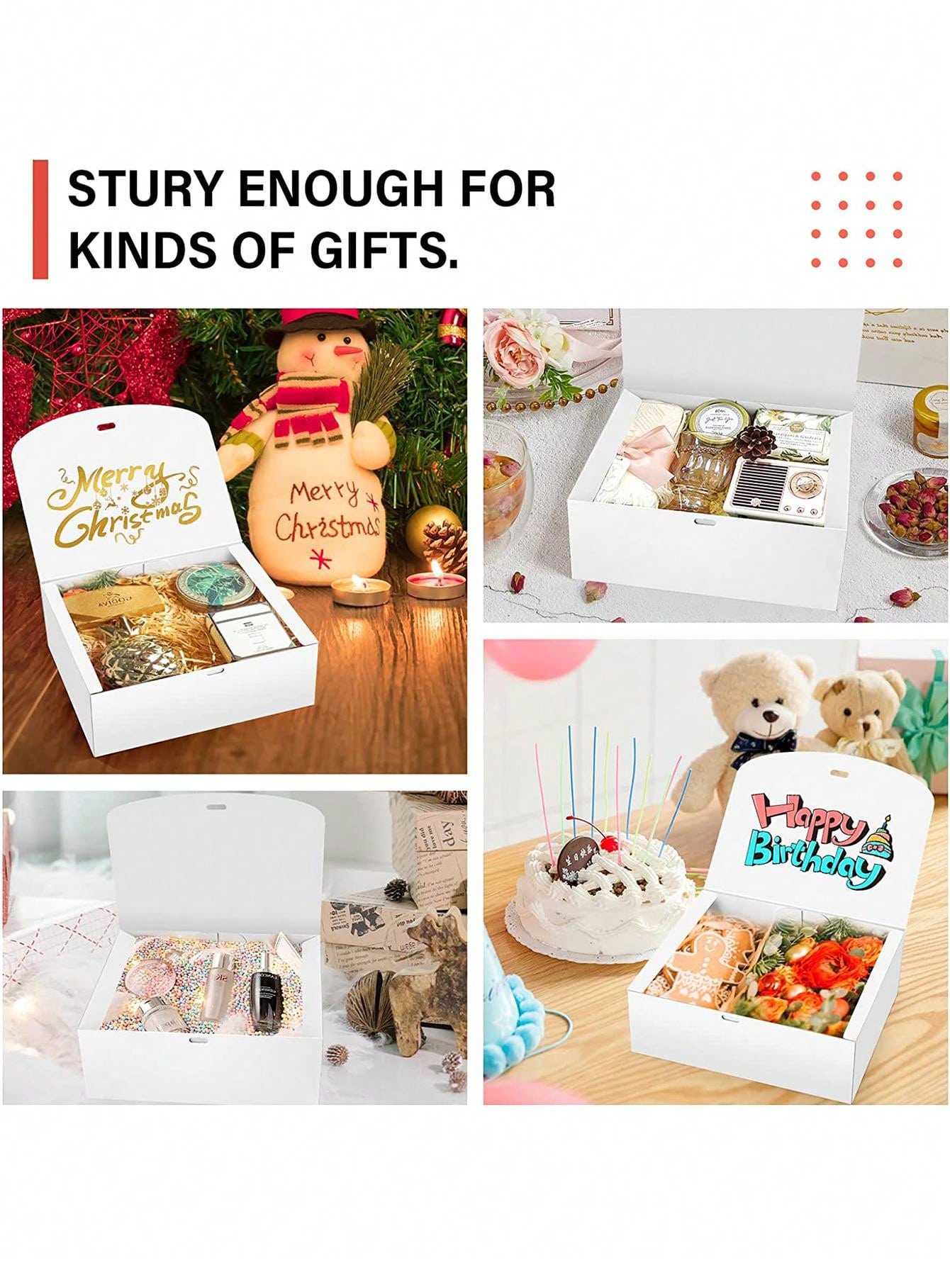 5pcs Gift Boxes With Lids, White 10.6 X 7.8 X 3.5 Inch Gift Boxes ...