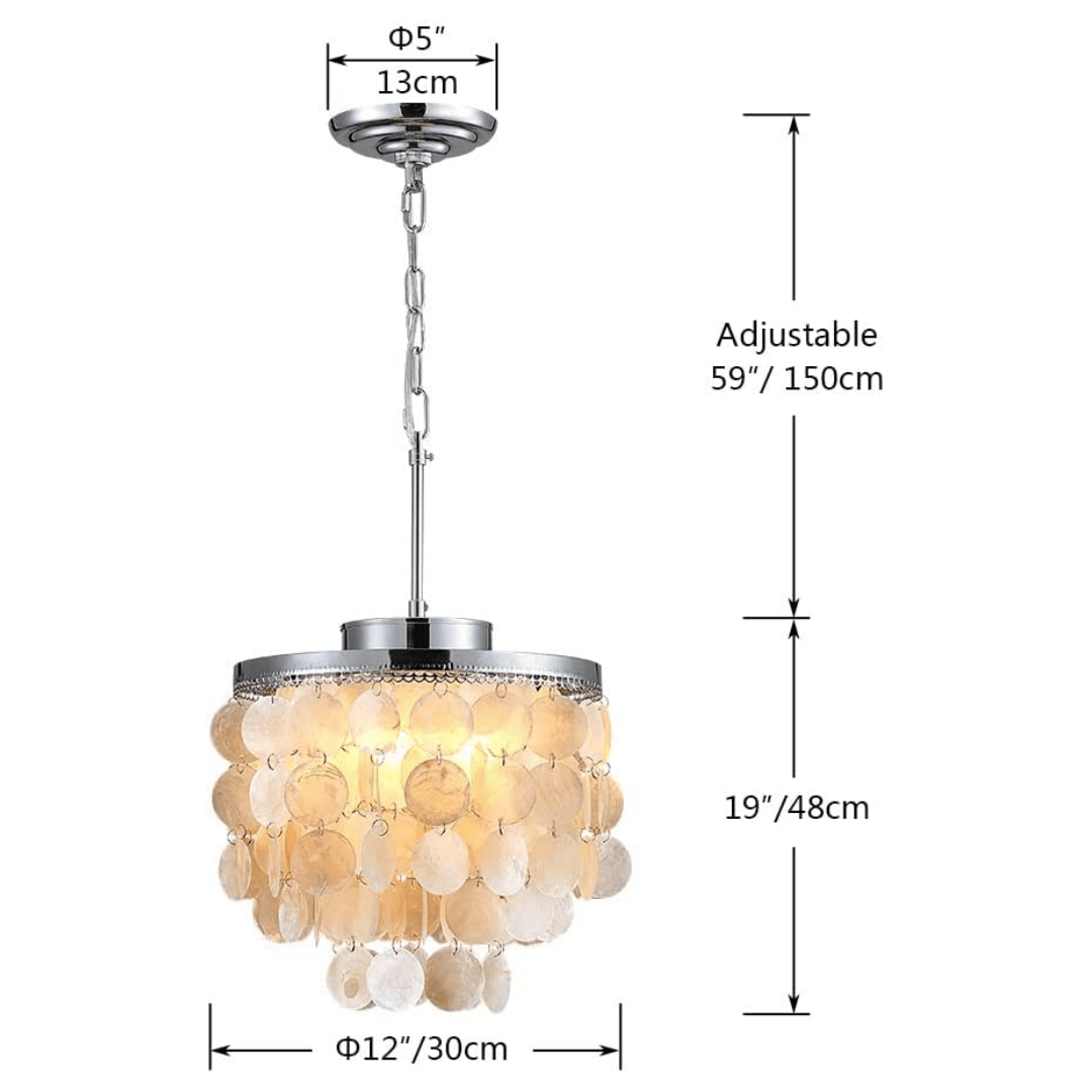 Decorique Home 23003 Shell Capiz Chandelier 4 Lights- Ocean-Inspired ...