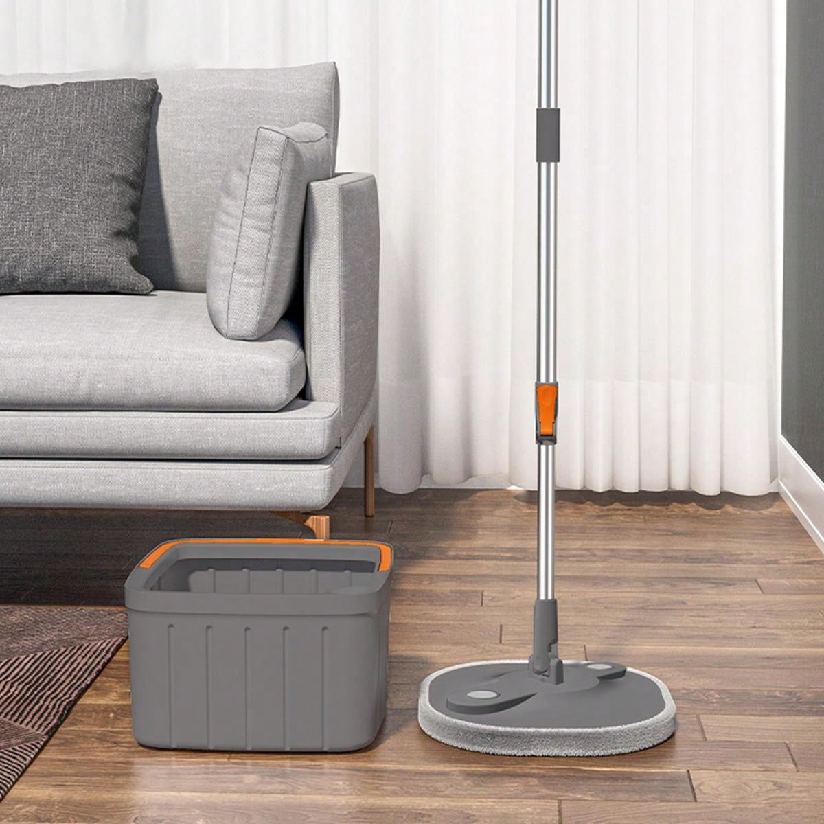 1pc Mop And Bucket Set, Grey Color, Including One Mop And One Bucket ...