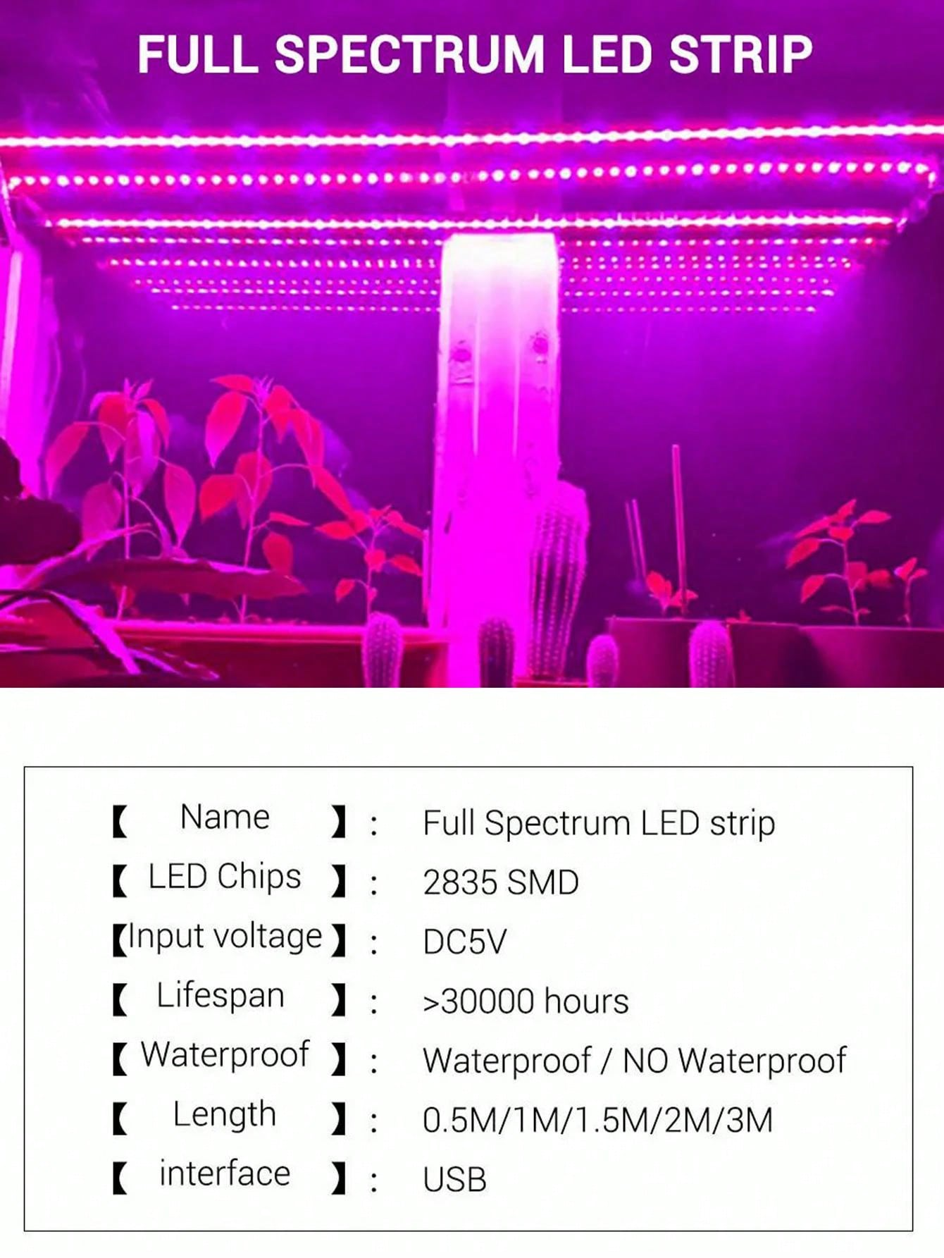 Plant Growing Led Strip Light 5v Usb Full Spectrum Waterproof Led Chip ...