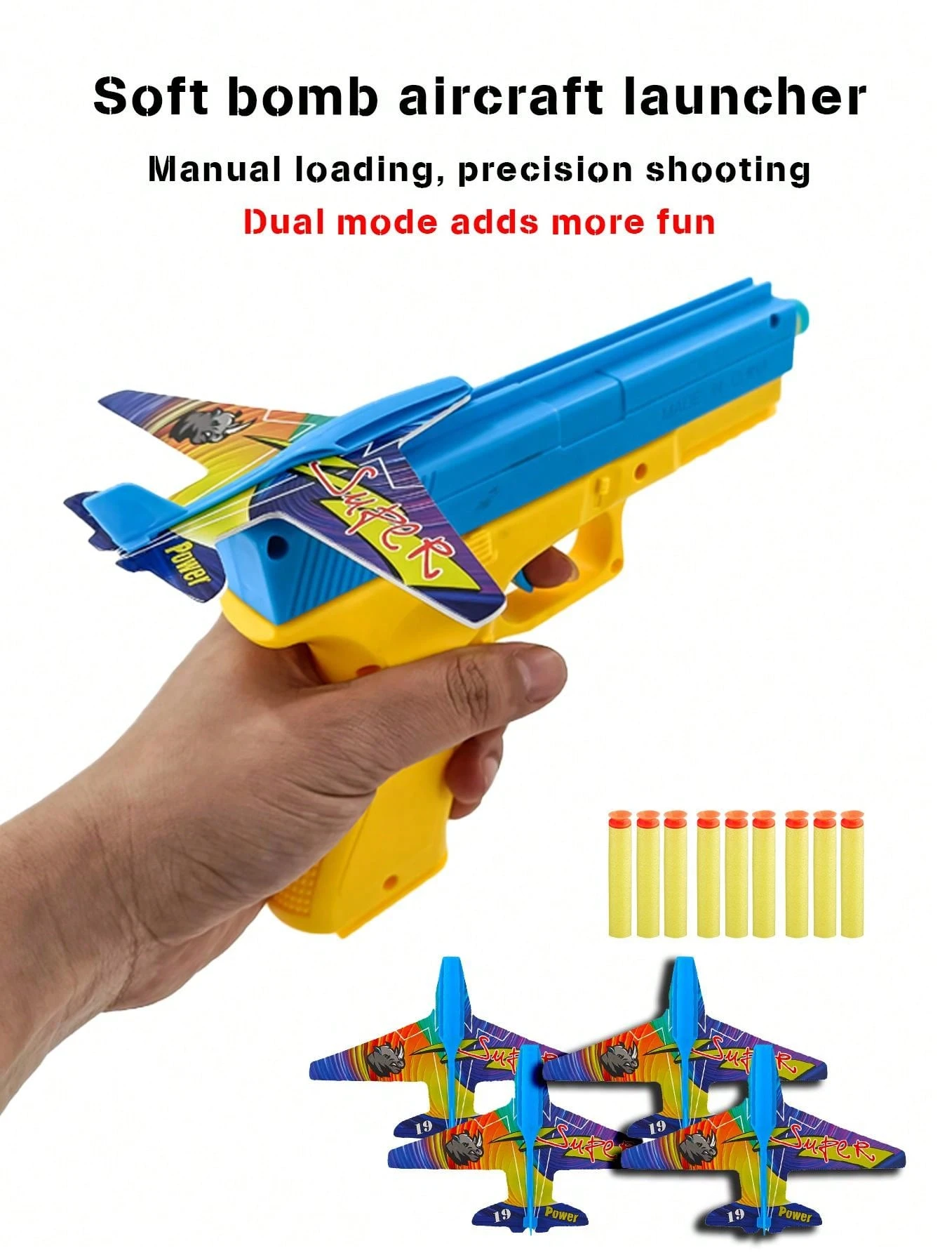 1pc Soft Bullet Airplane Toy Gun, Shoots Paper Airplanes And Suction ...