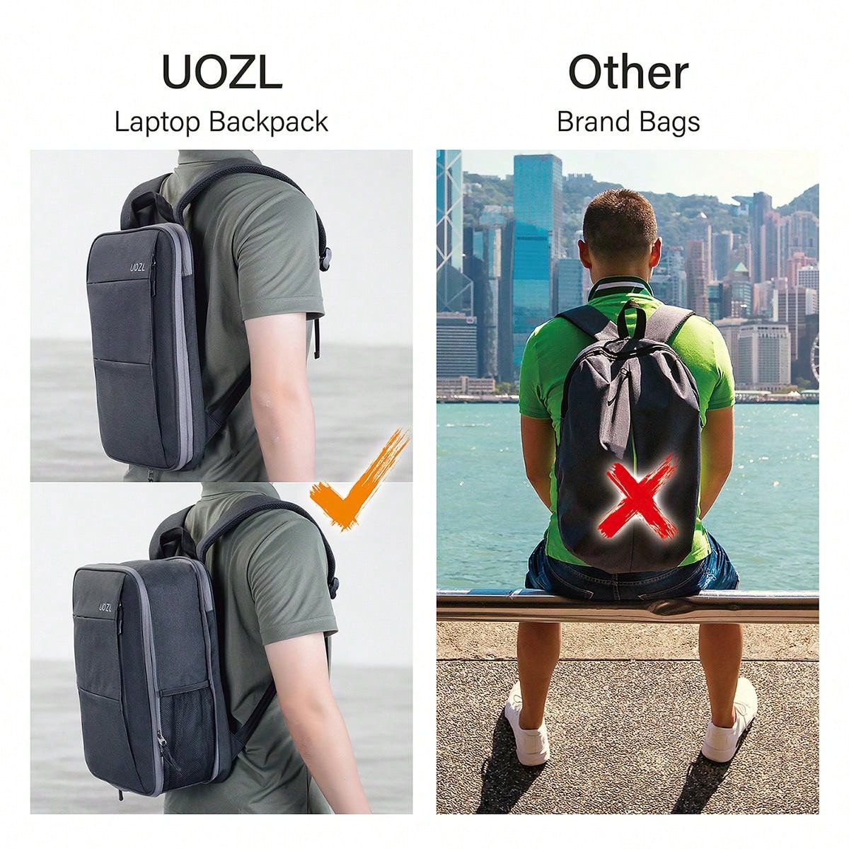 15.0 Inch Slim and Expandable Laptop Backpack Multi-Pocket Separate ...