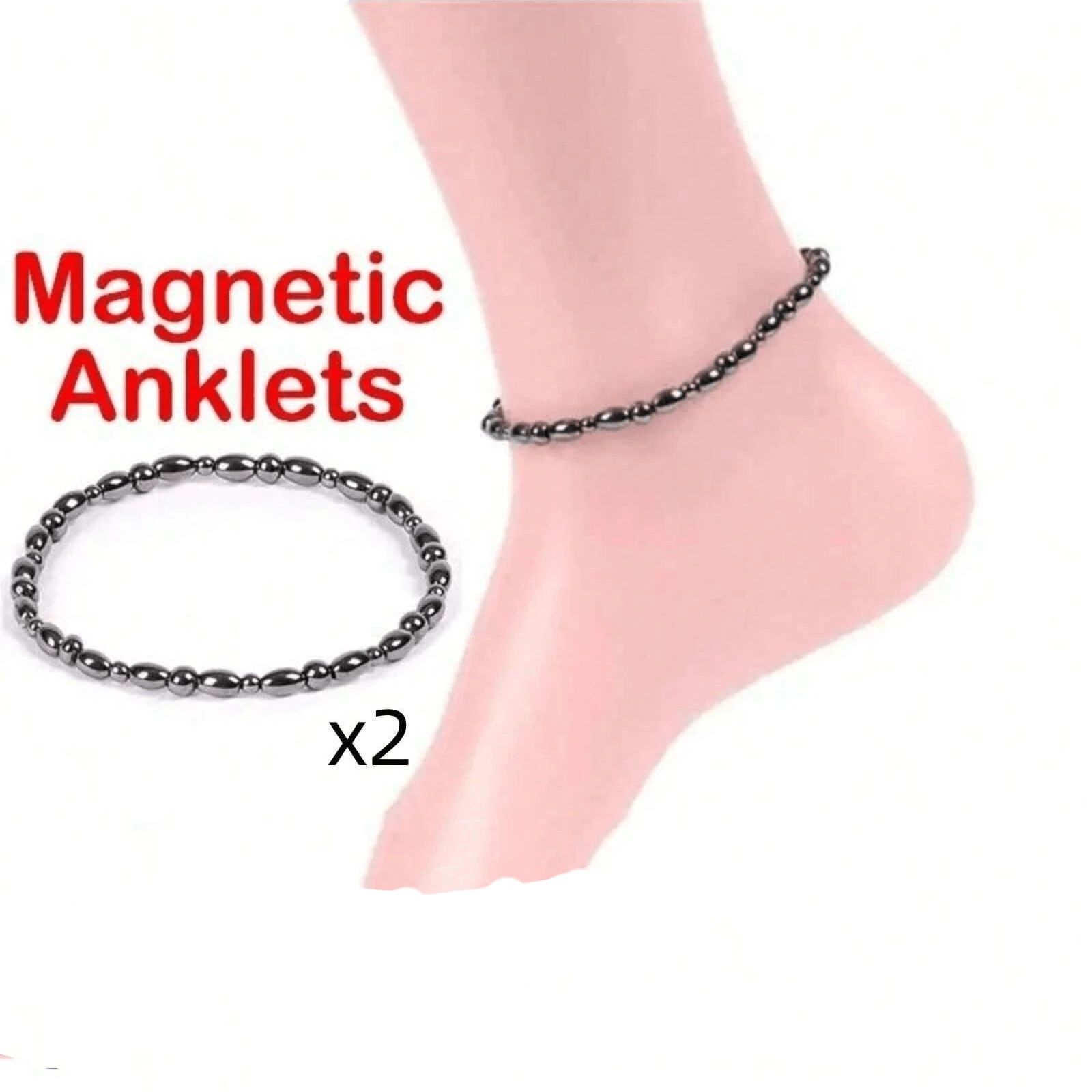 2 magnetic ankle chains, black gallstone stimulating acupoint ankle ...