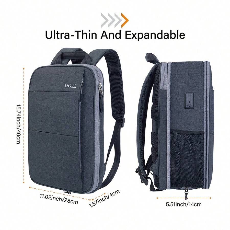 15.0 Inch Slim and Expandable Laptop Backpack Multi-Pocket Separate ...