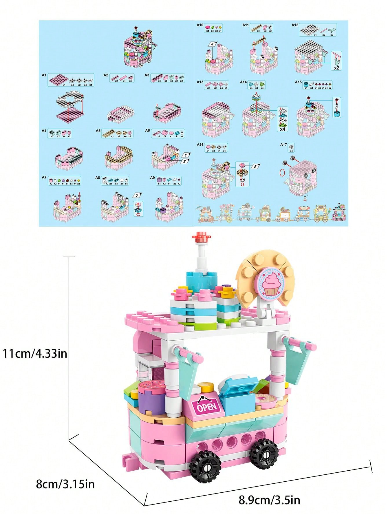 A Boy And Girl Children's Building Block Dessert Cart Puzzle Assembly ...