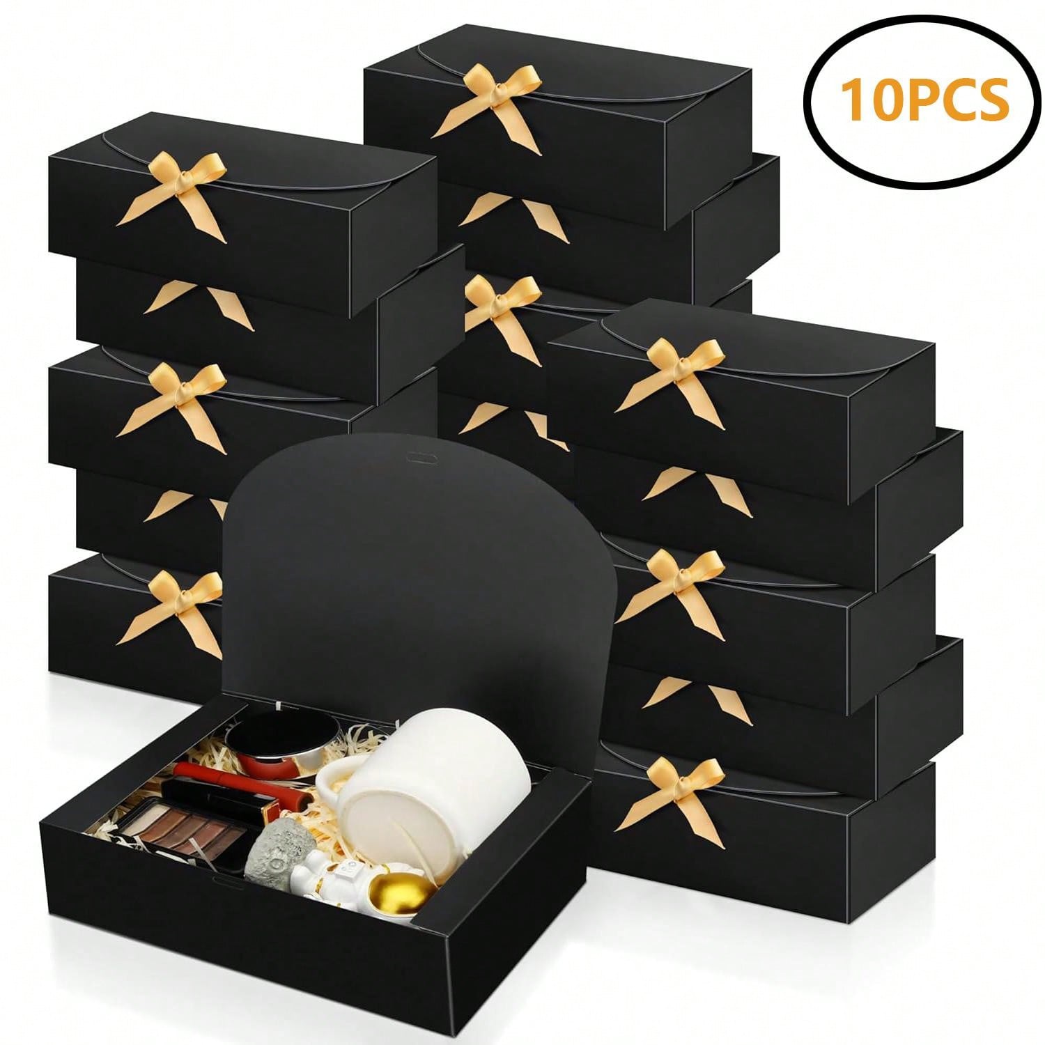 10 PCs Gift Boxes with Lids,10x8x3.5 inches Black Gift Boxes with ...