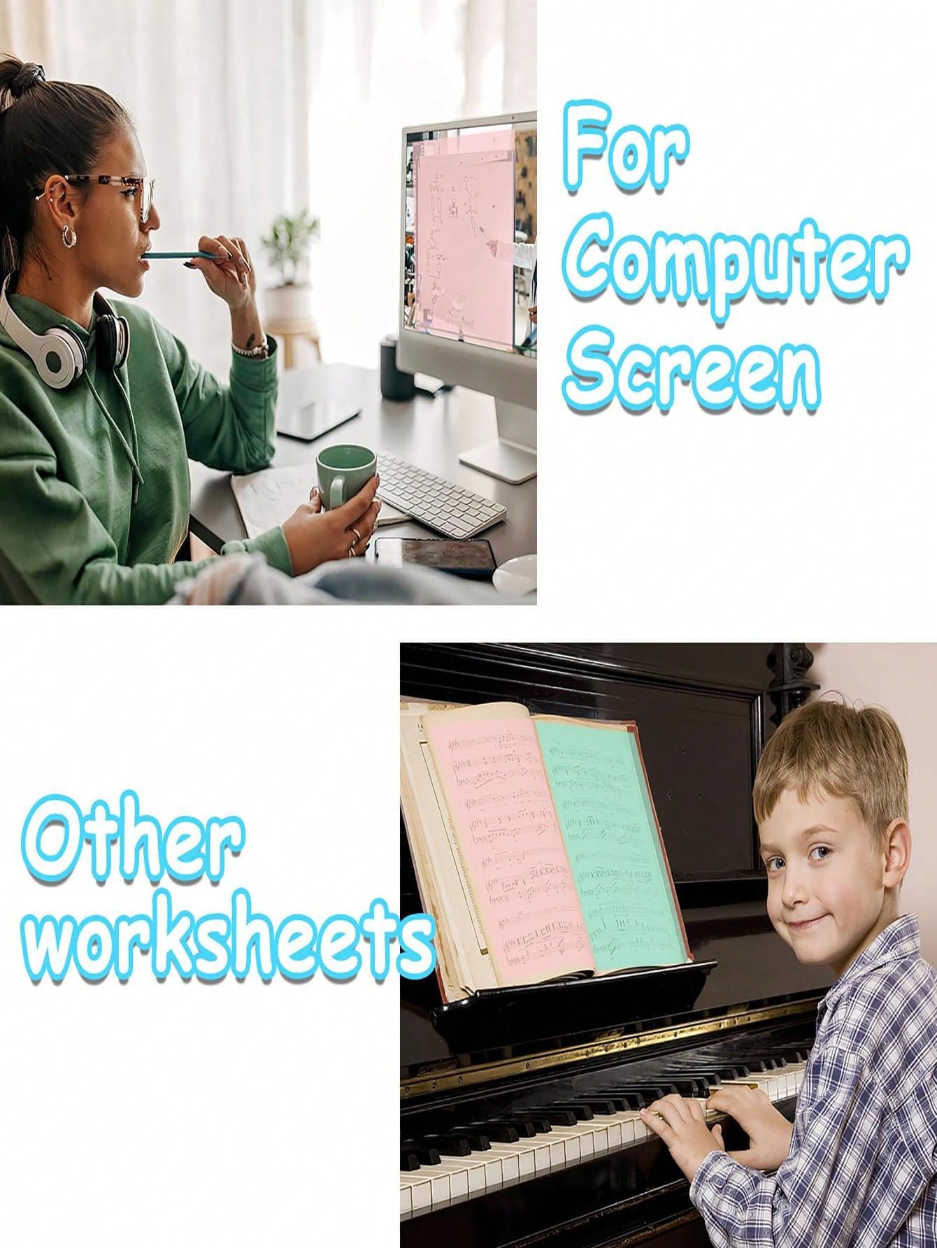 Colored Reading Overlay, A4 Transparent Colored Reading Tool, Adult ...