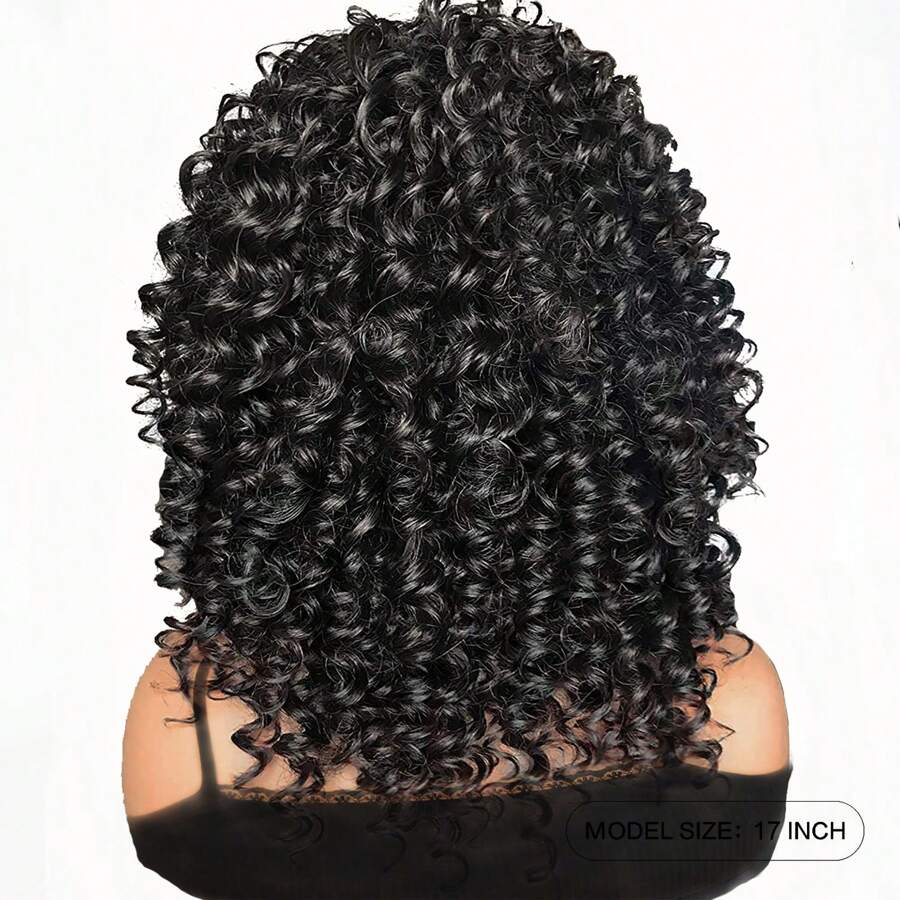 Peluca rizada ensortijada corta con flequillo, peluca de cabello humano ...